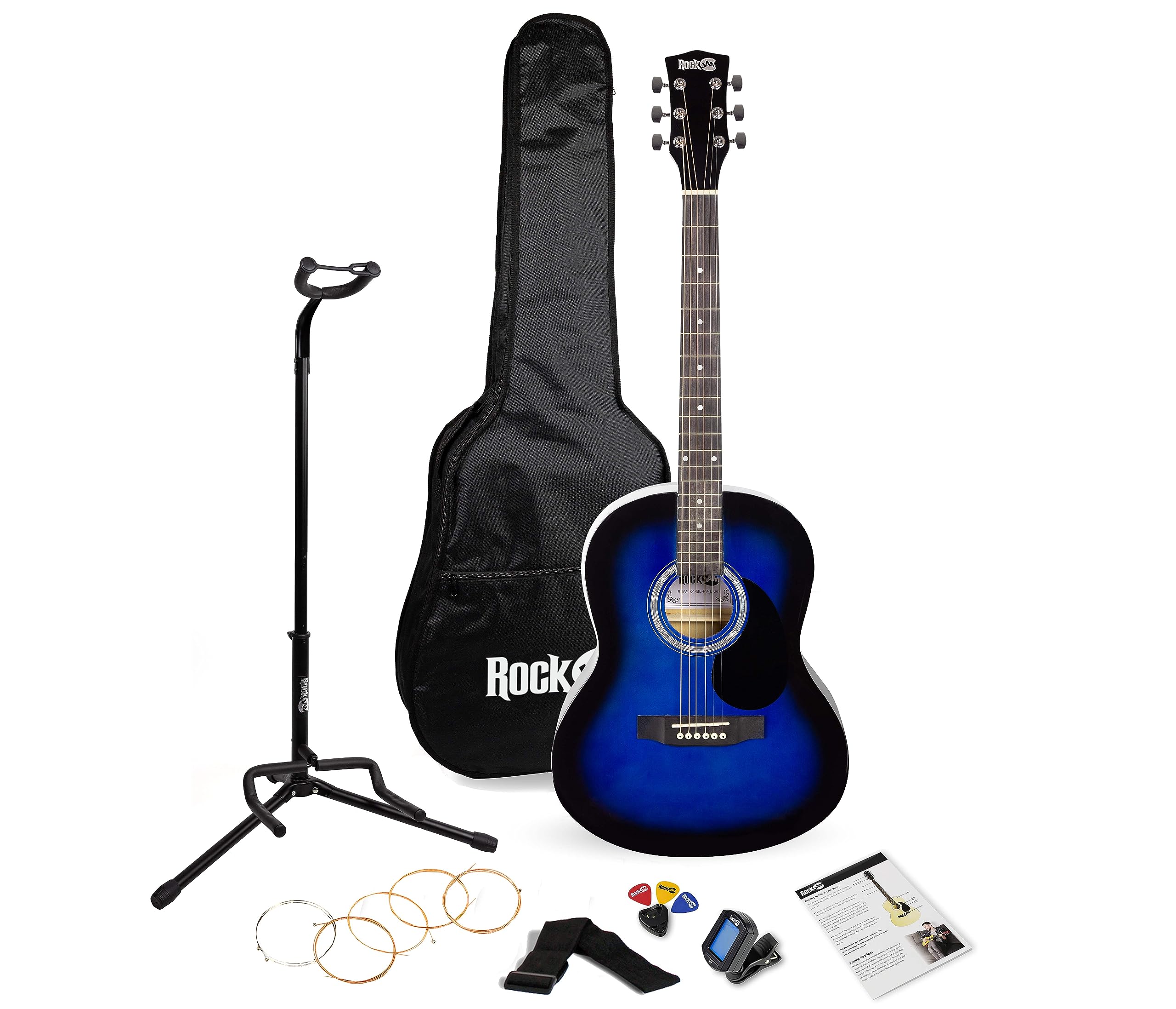 RockJam Acoustic Guitar Kit with Stand, Gig Bag, Tuner, Picks, Plectrum ...