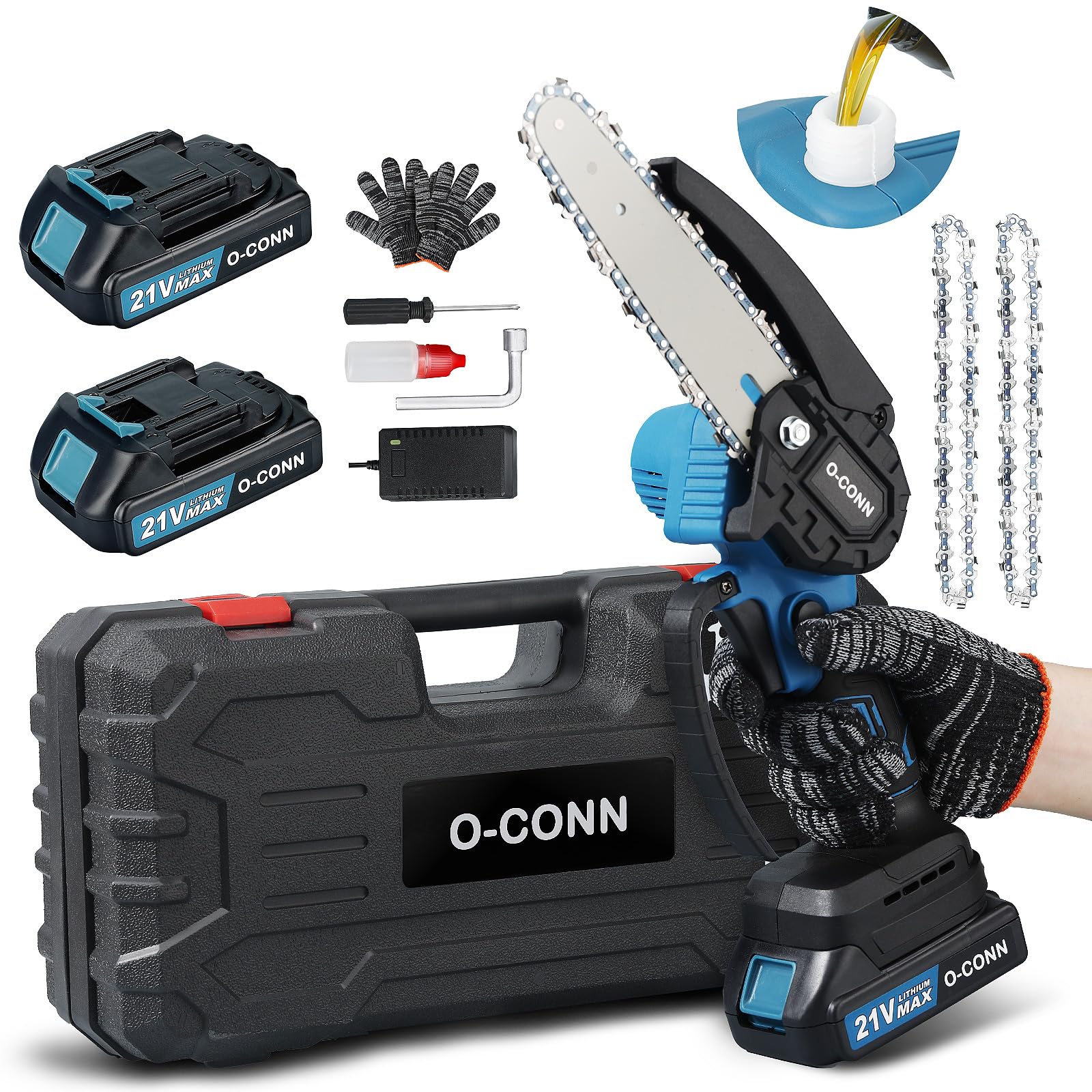 Amazon.com: O-CONN Mini Chainsaw Cordless 6 Inch Handheld Chain Saw ...