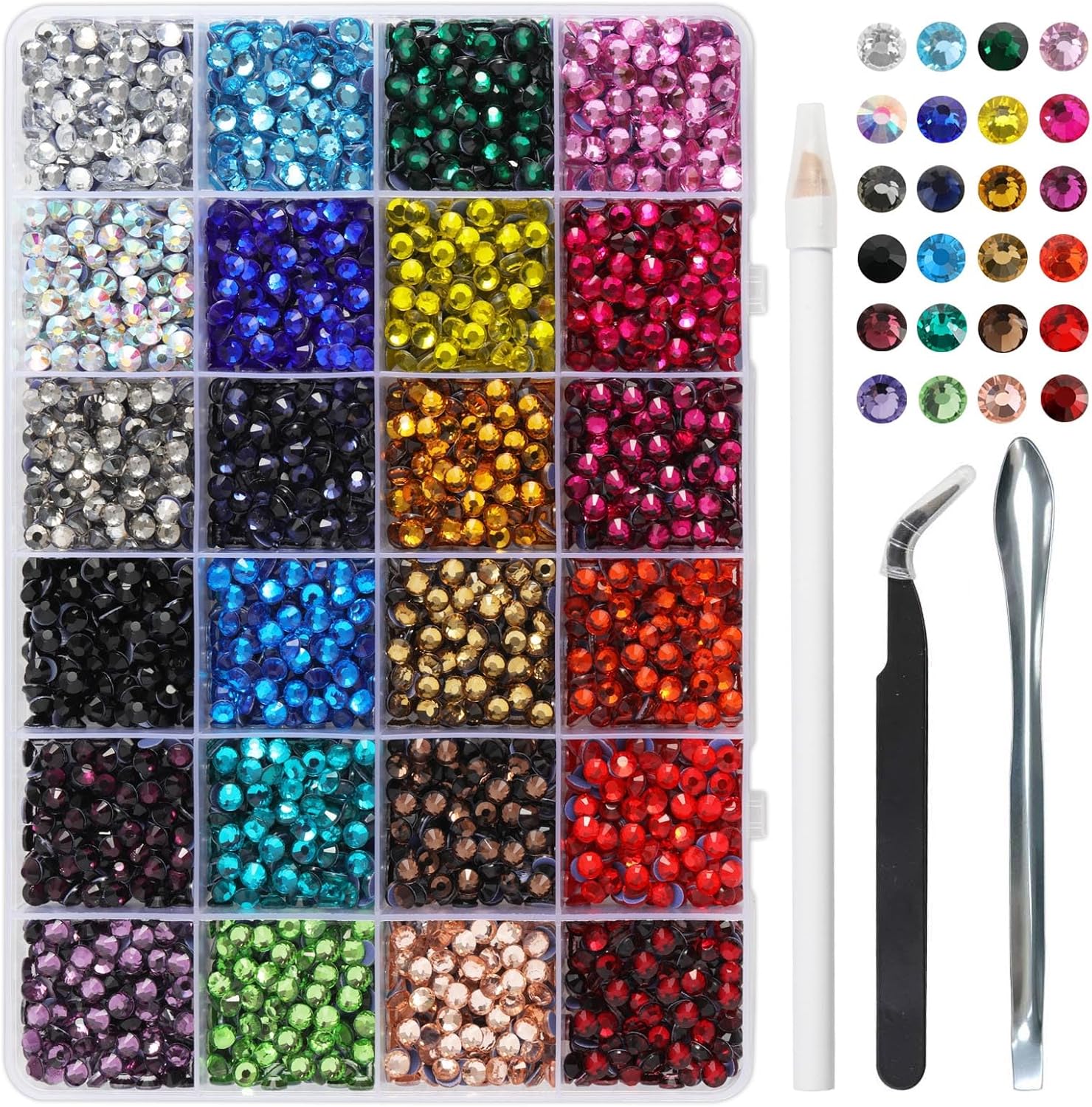 Amazon.com: Hotfix Rhinestones Mixed 24 Colors, SS20 Rhinestones for ...