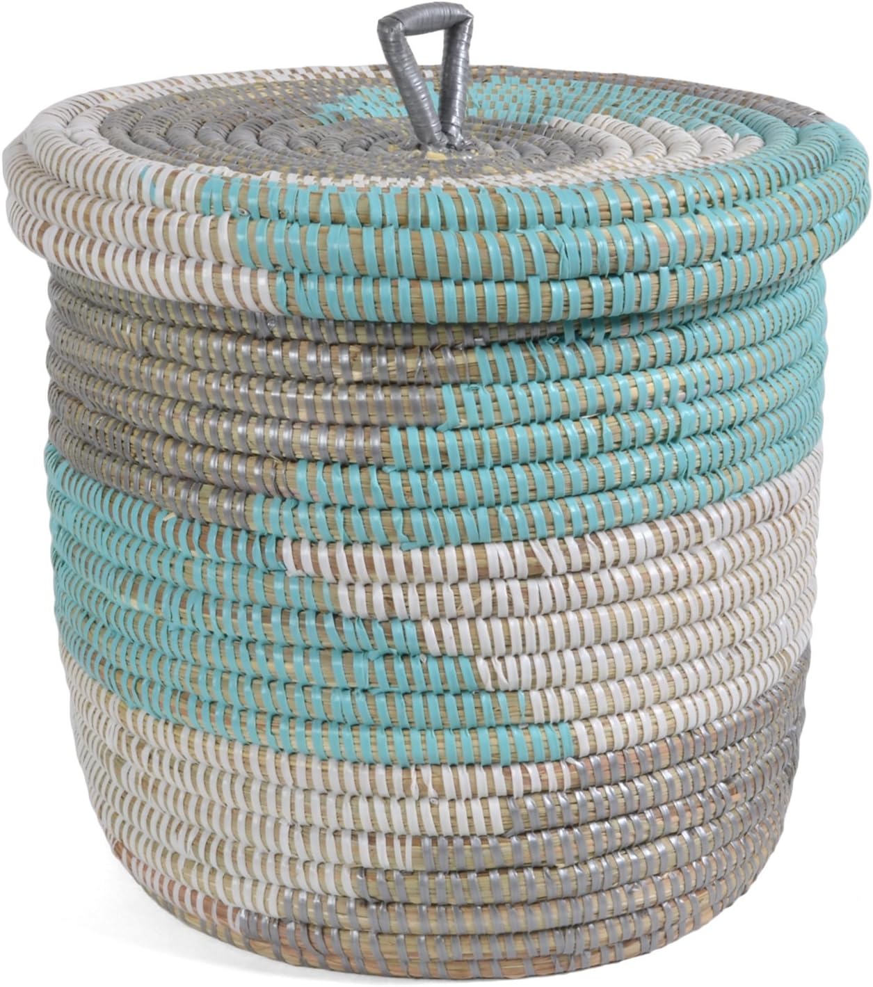 Amazon.com: African Fair Trade Handwoven Small Lidded Basket, Silver ...