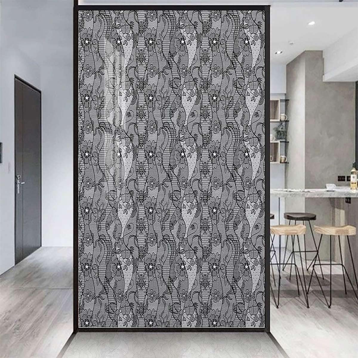 Amazon.com: Grey Black Privacy Window Film Frosted with Flower Effect ...