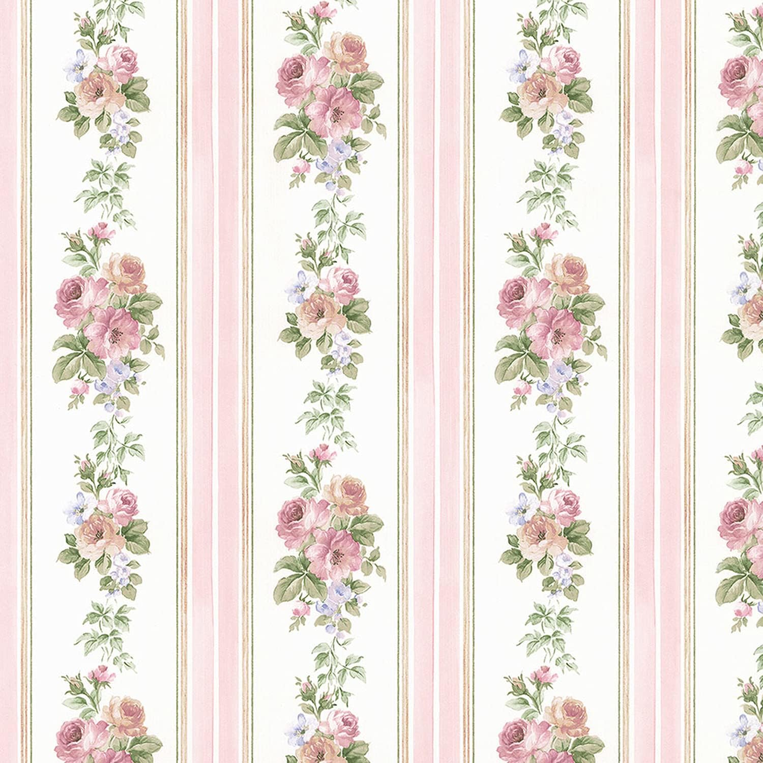 Small Rose Stripe Wallpaper - Amazon.com