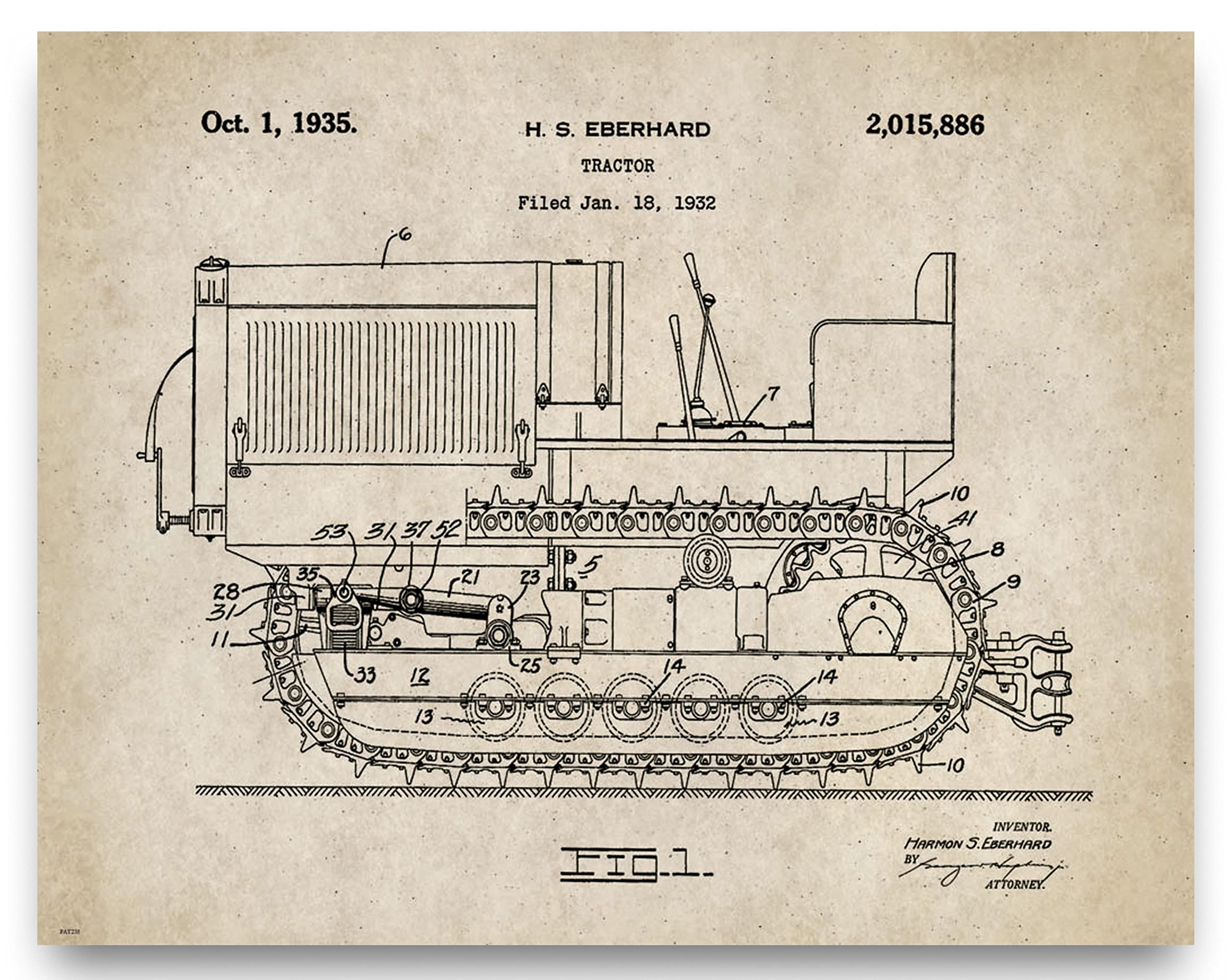 Amazon.com: Caterpillar Tractor Patent Poster Art Print 11X14 Wall ...