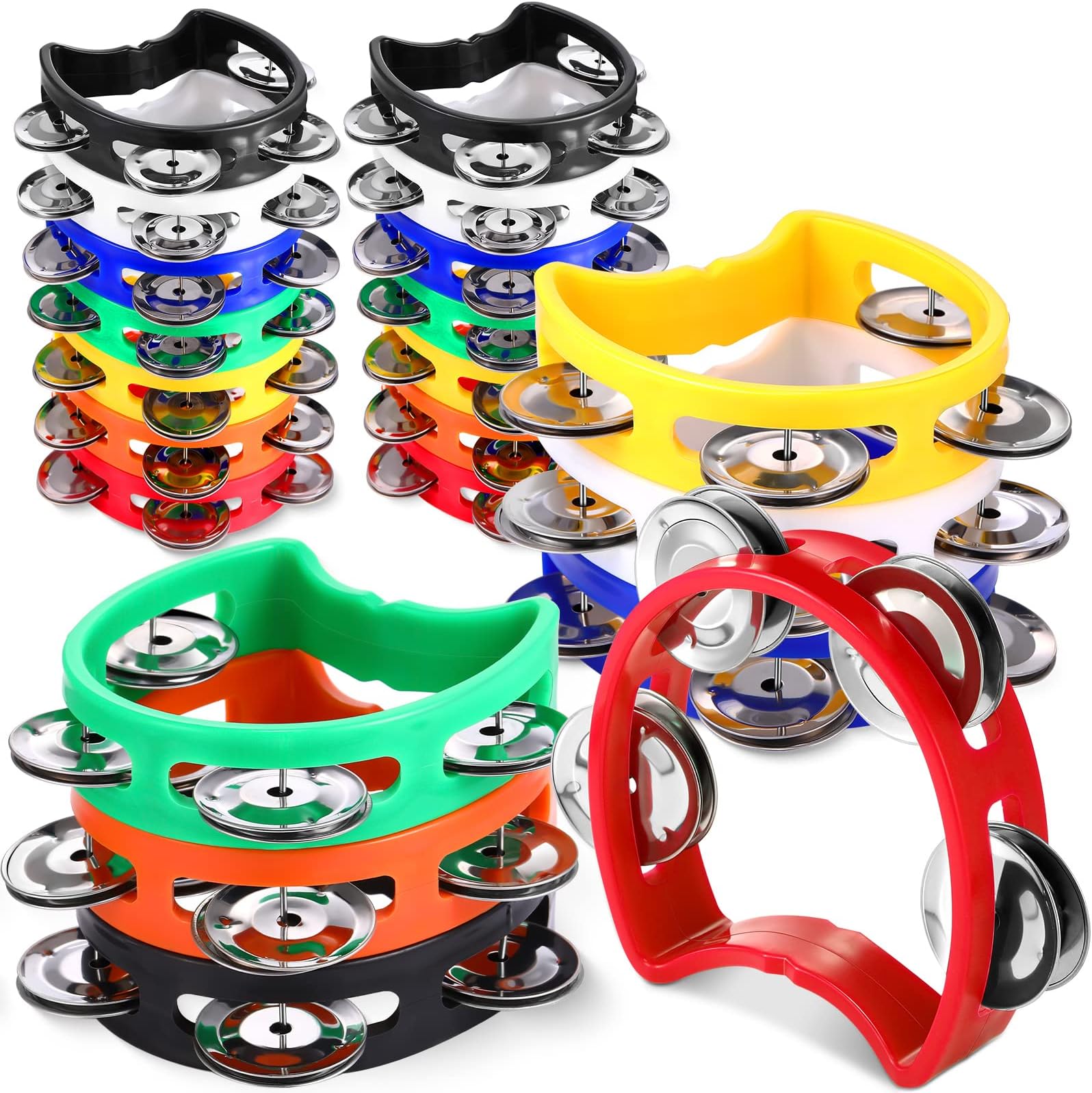 Amazon.com: 20 Pieces Plastic Percussion Tambourines Half Moon ...