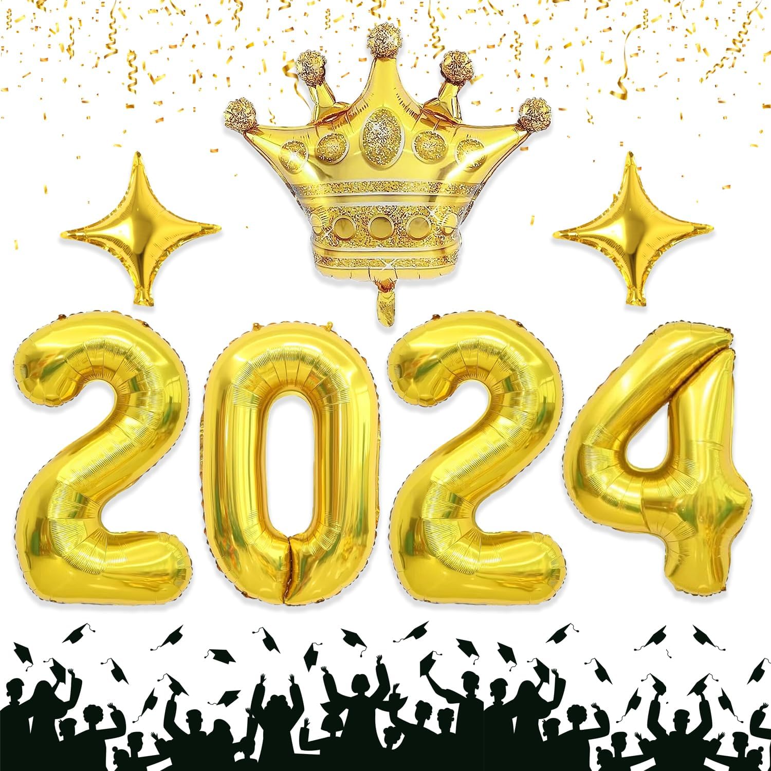 Amazon.com: Upgraded 32 Inch Gold Foil 2024 Balloons Graduation ...