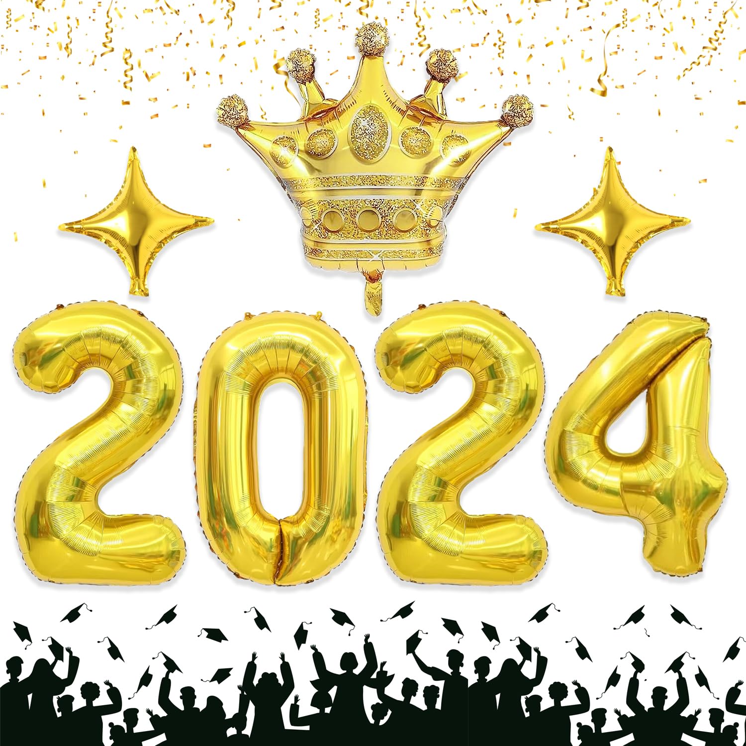 Upgraded 32 Inch Gold Foil 2024 Balloons Graduation Decorations Class ...