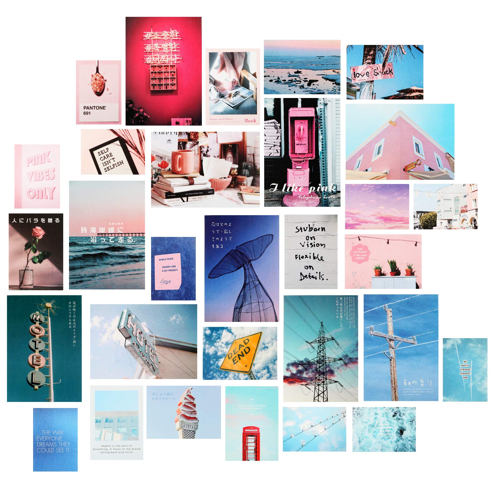 Pink Wall Collage Kit Aesthetic Pictures Japanese Style Photo Collage ...