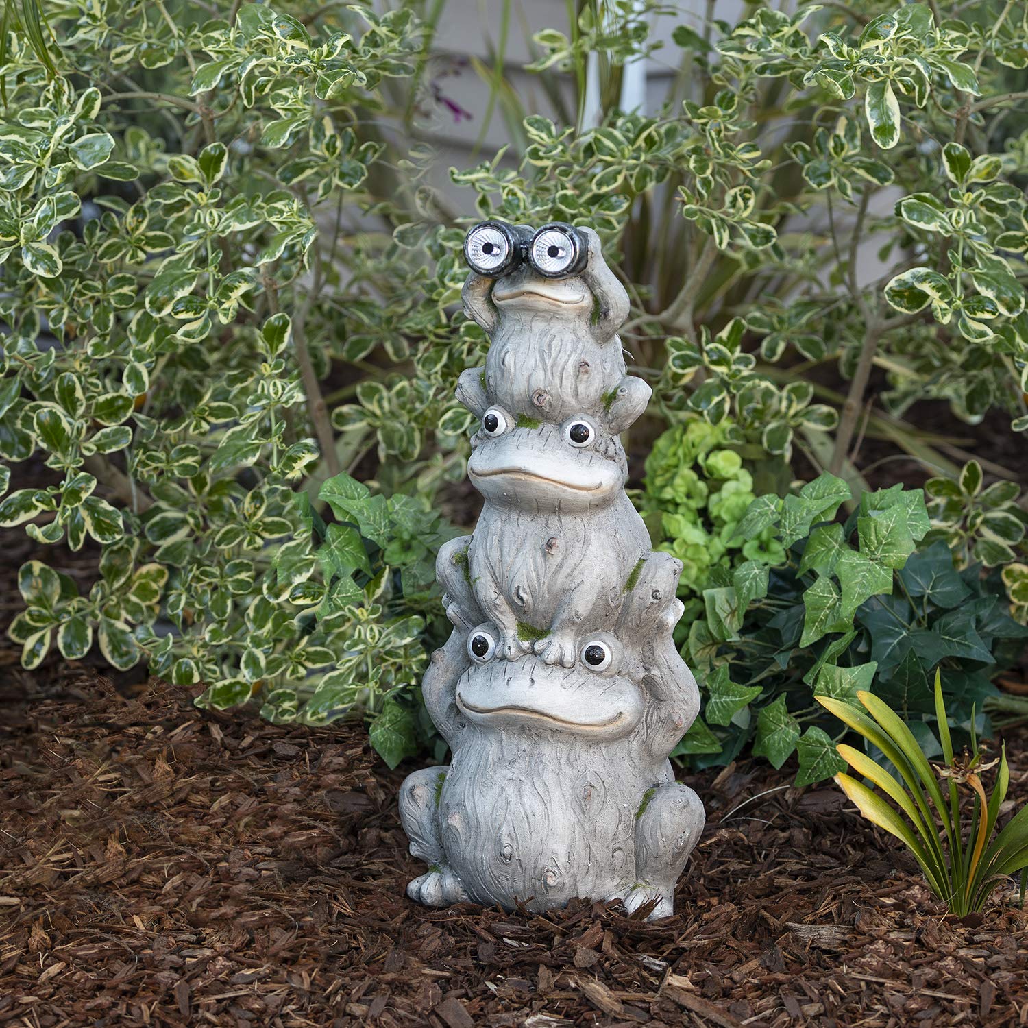 Alpine Corporation QWR848SLR Solar Three Stack Frogs Statue w/LED Light ...