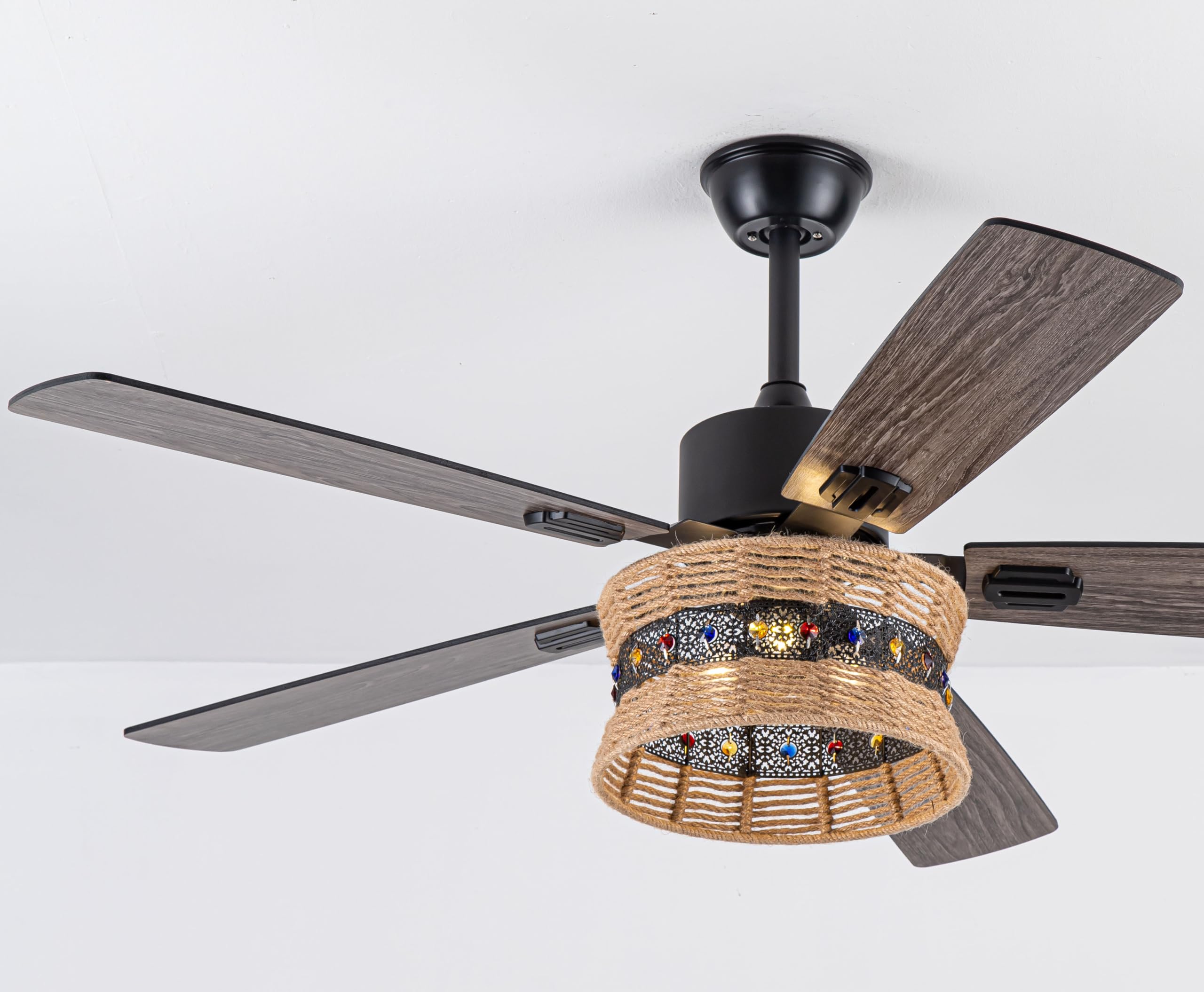 Amazon.com: OPFLI 52" Boho Ceiling Fan with light and Remote, Farmhouse ...