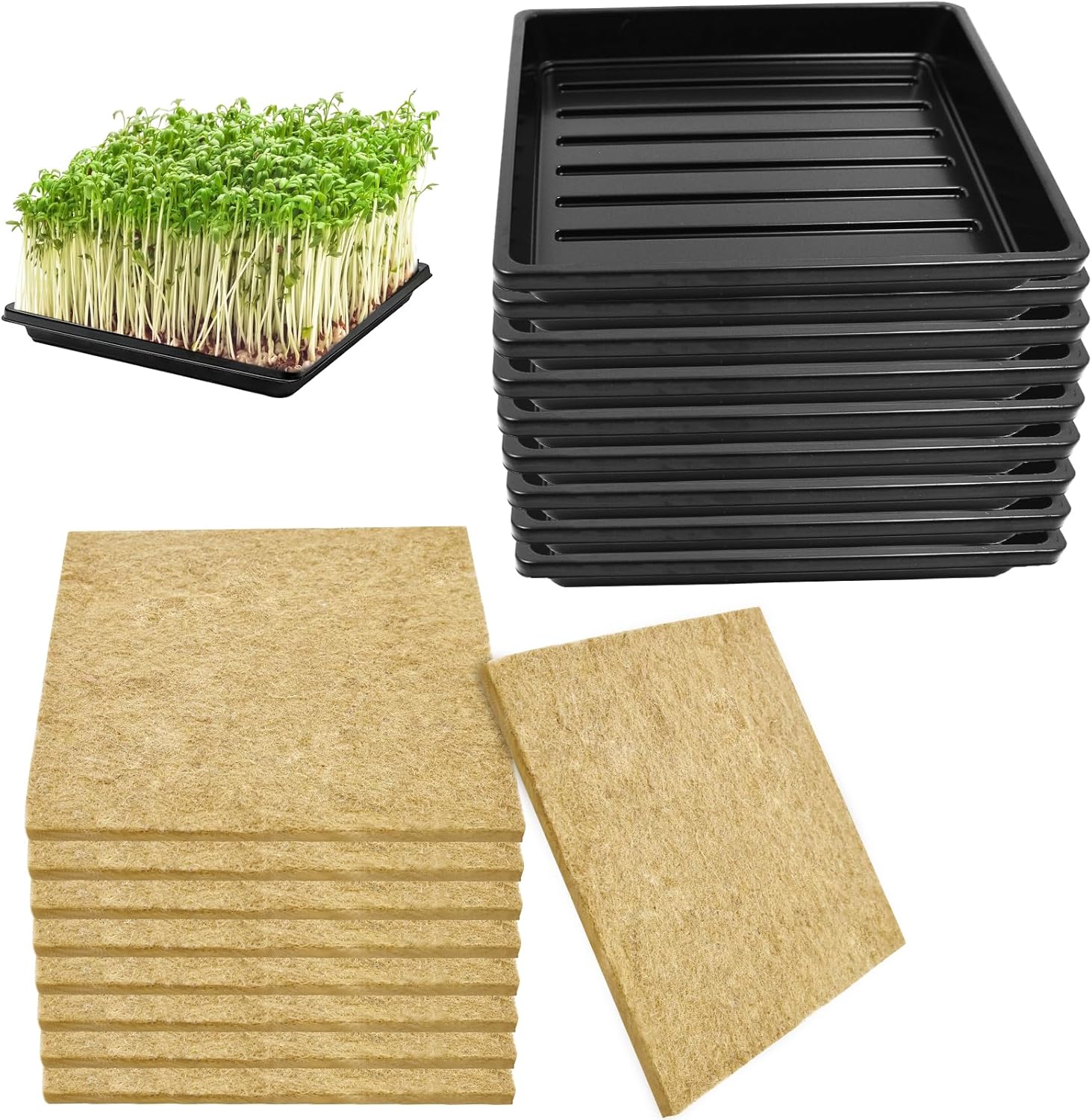 Amazon.com: 9Set Microgreens Growing Mat with Tray, Microgreen Growing ...
