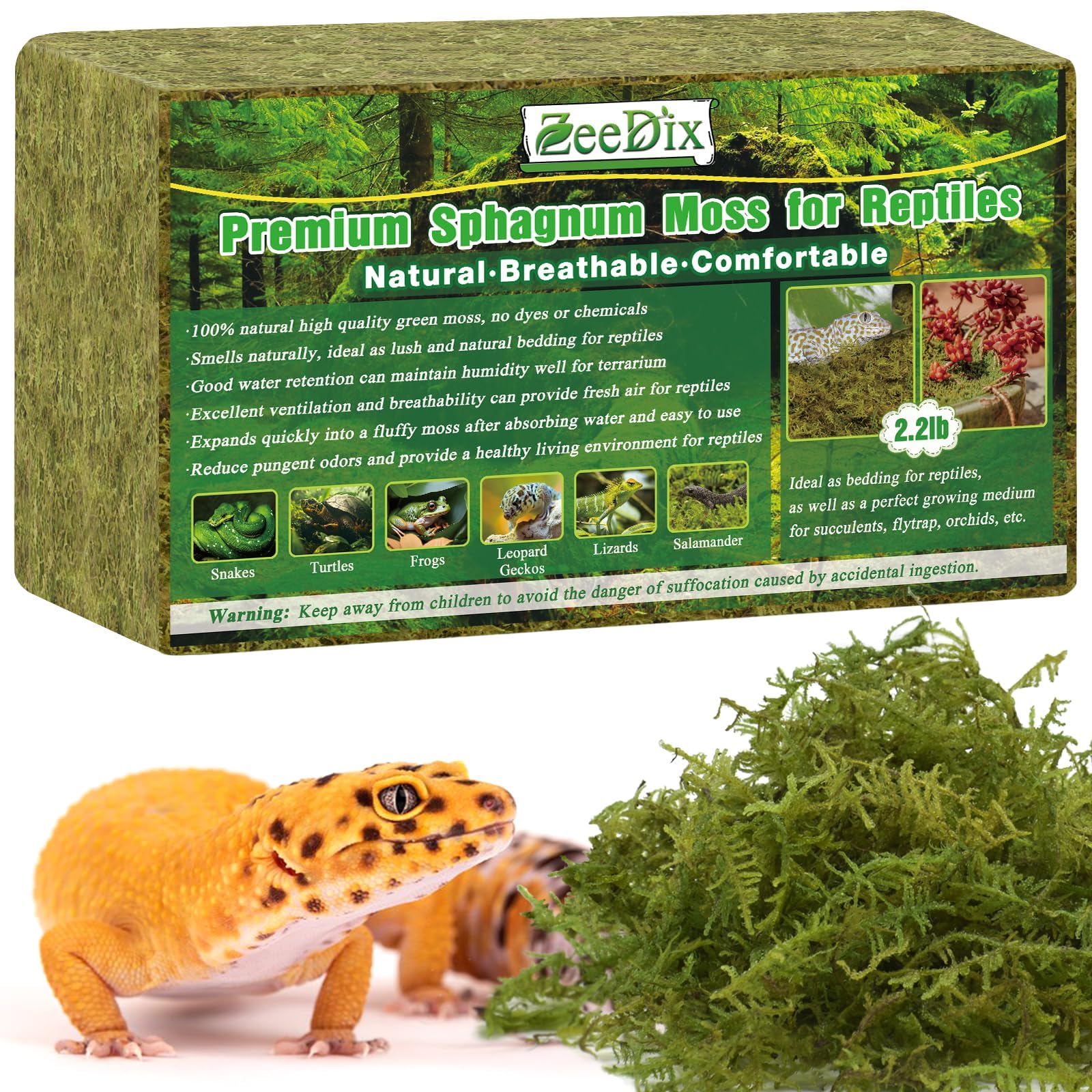 Snapklik.com : 2.2LBS Sphagnum Moss For Reptiles, 20QT Reptile Bedding ...