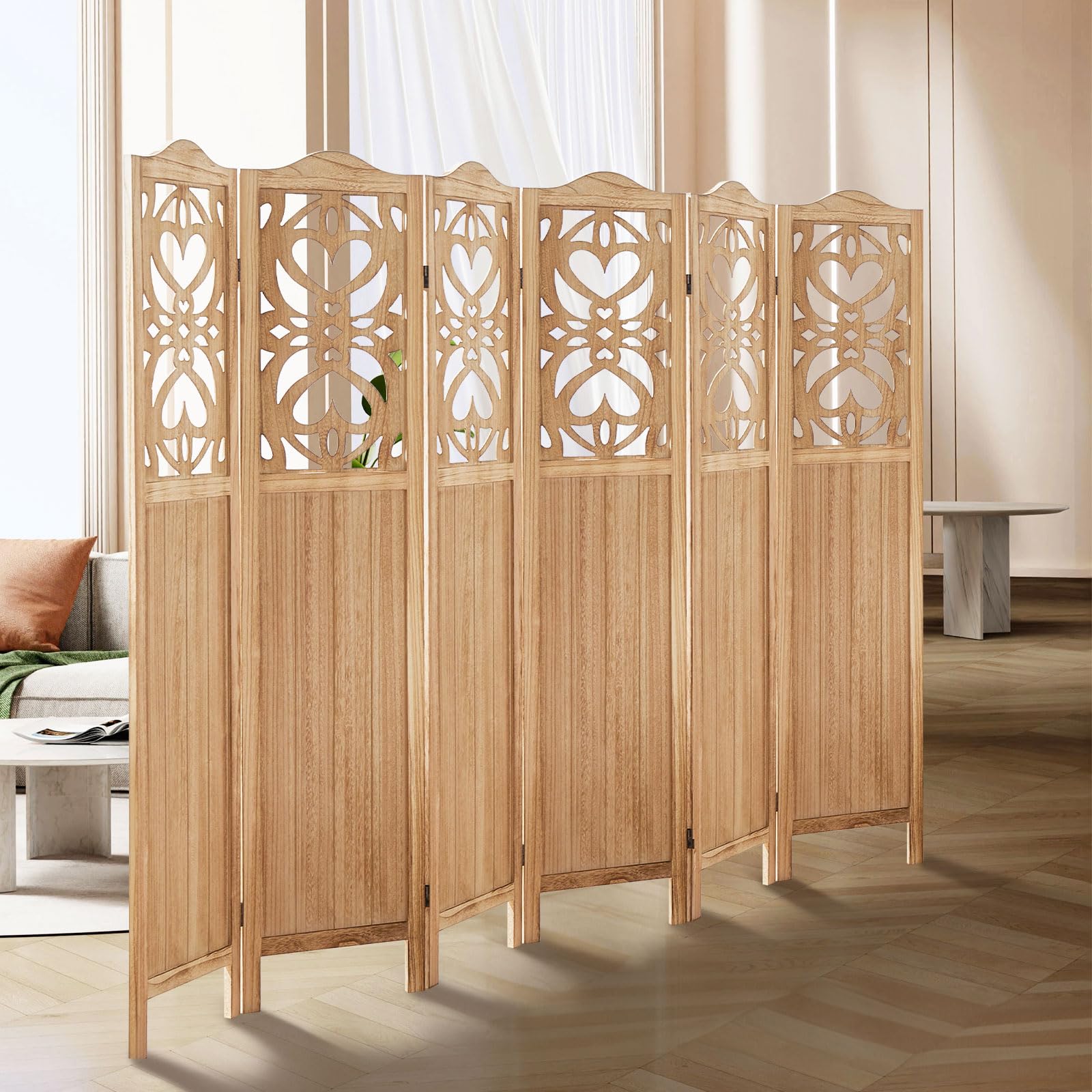 Amazon.com: ALeesing 6 Panel Room Divider Fully Assembled, Carved Room ...