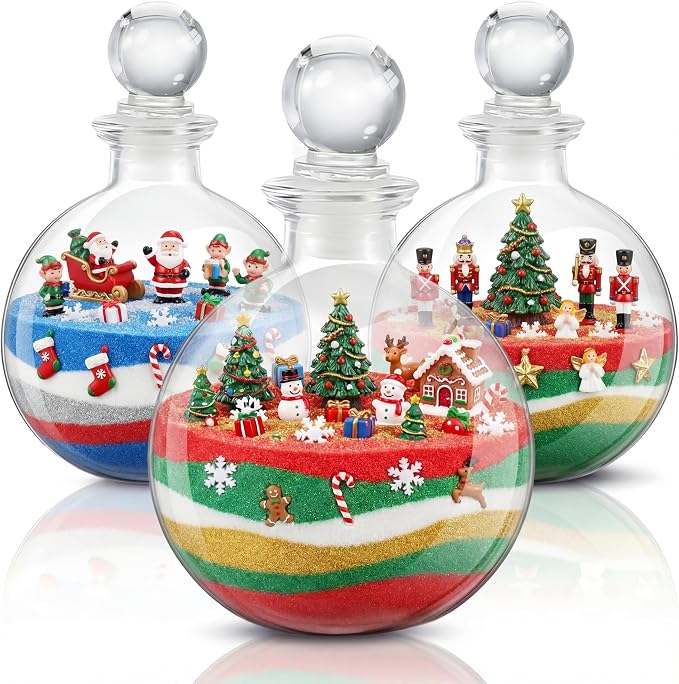 Amazon.com: Tessco for you 3 Pcs Christmas Potion Bottles Glass Round ...