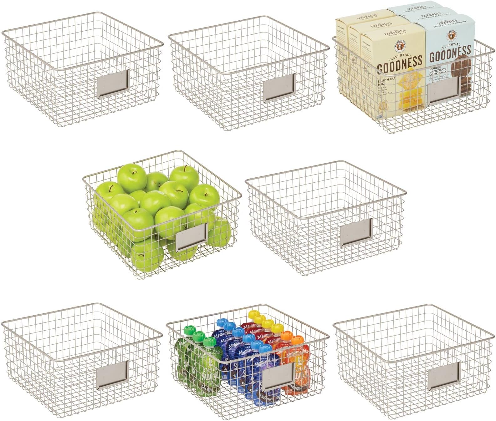 Amazon.com: mDesign Metal Wire Storage Organizer Bin Baskets with Label ...