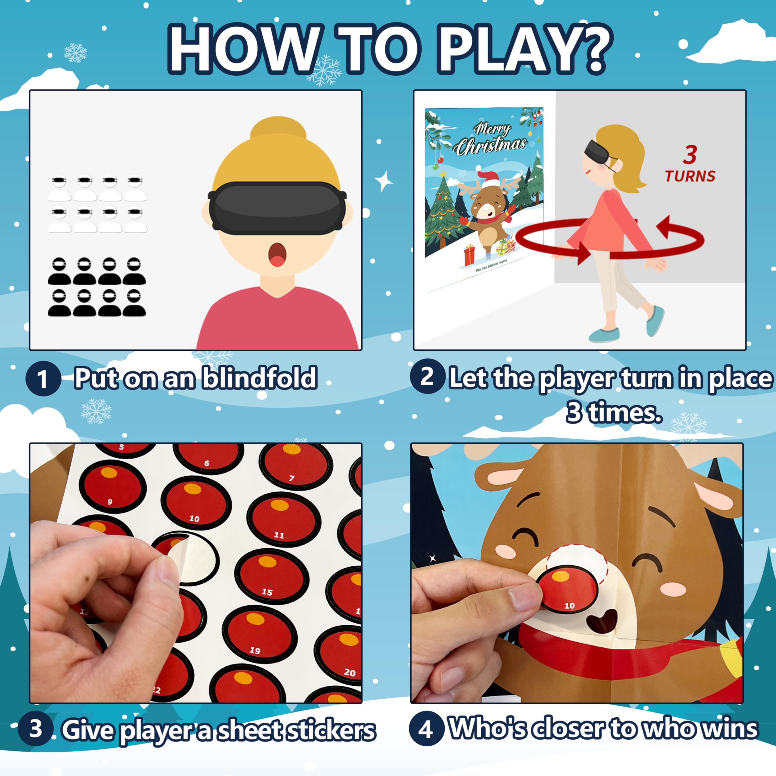 Christmas Party Games Pin The Nose On The Reindeer Christmas Game ...