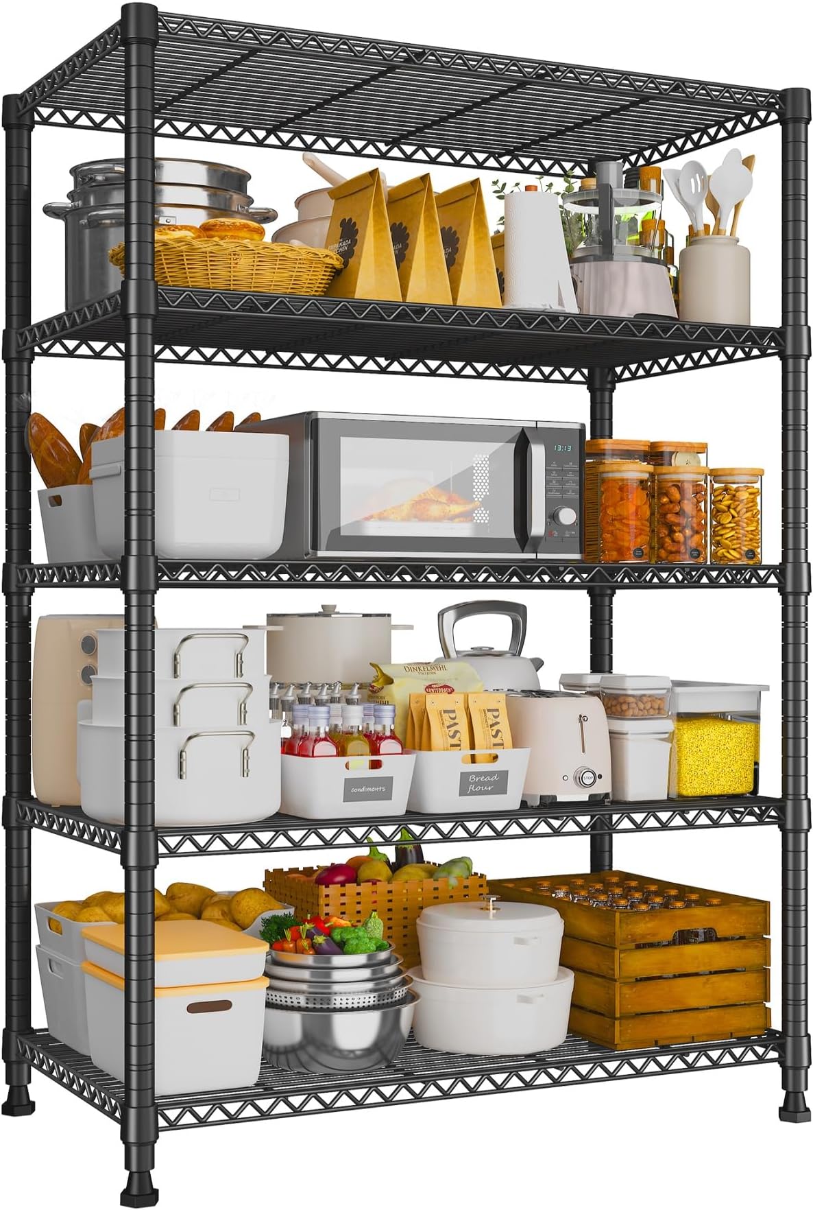 Amazon.com: REIBII 71''H Storage Shelves, Wire Shelving Load 1000LBS ...