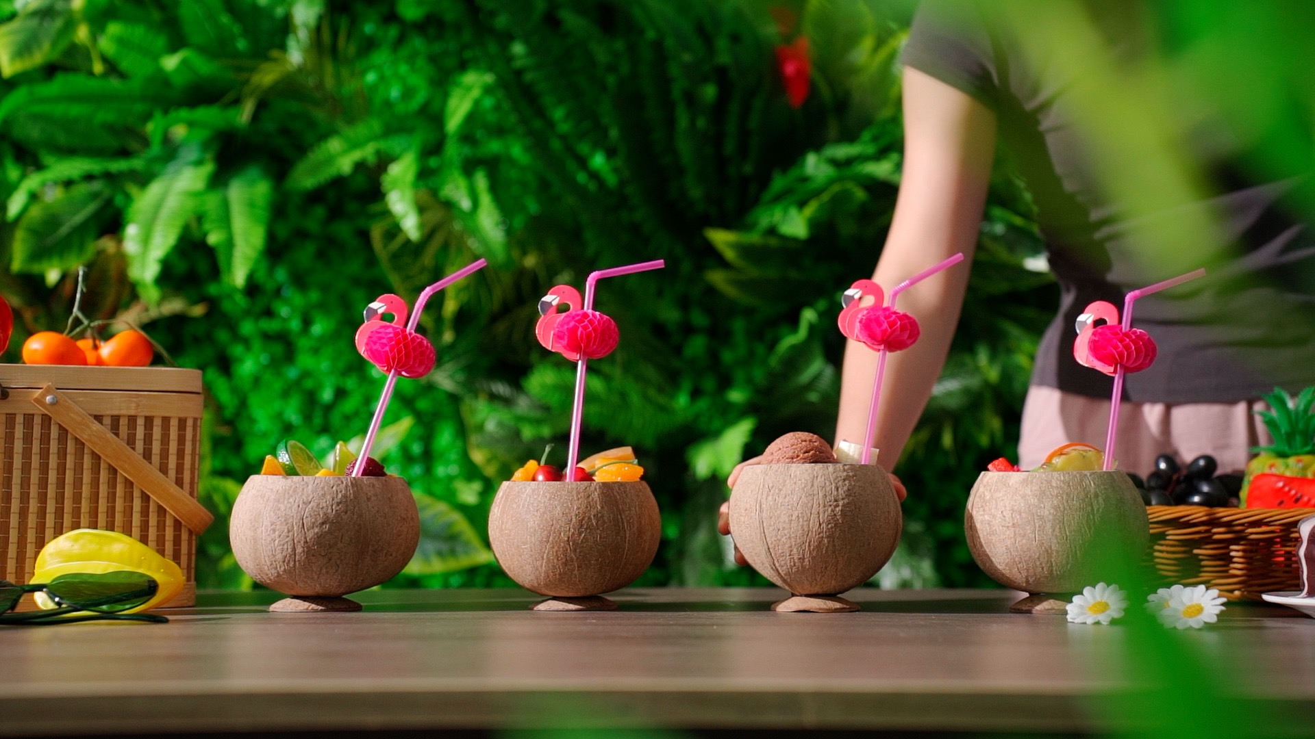 Hawaiian Luau Party Cups 6set Hawaiian Tropical Pineapple Coconut