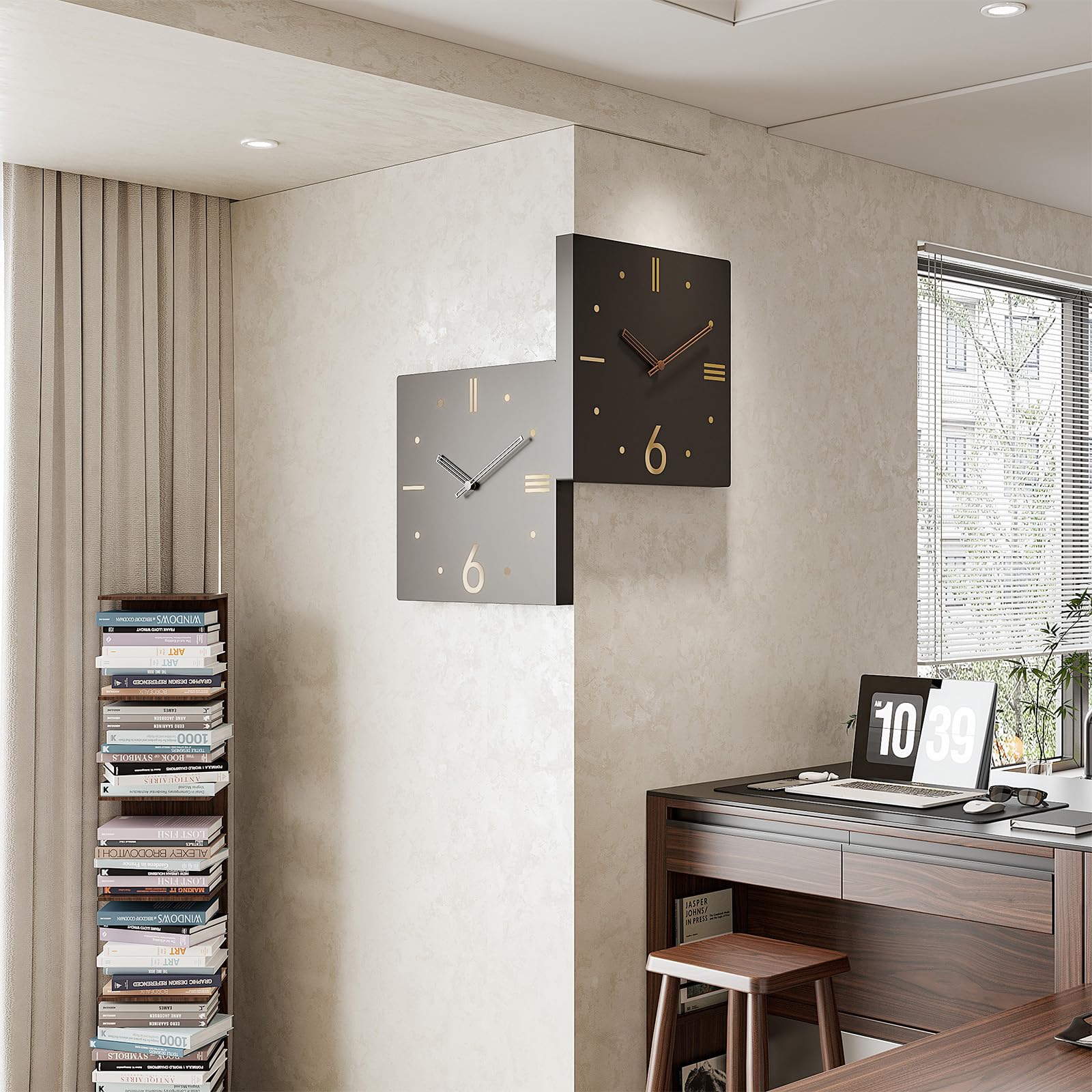 Corner Wall Clocks Decorative Double Sided Clock-Square Creative ...