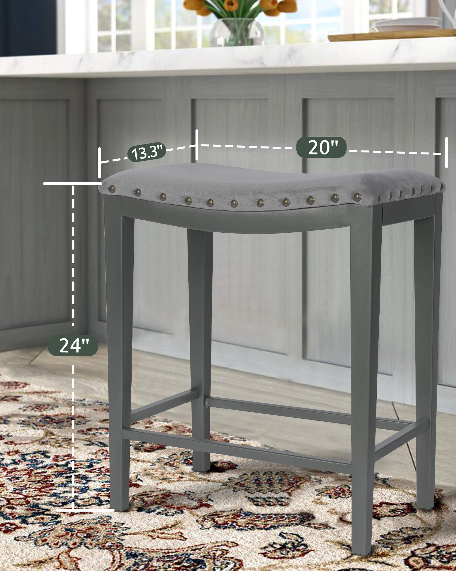 KATDANS Bar Stools Set of 2-Counter Height Bar Stools - 24 Inch Bar ...