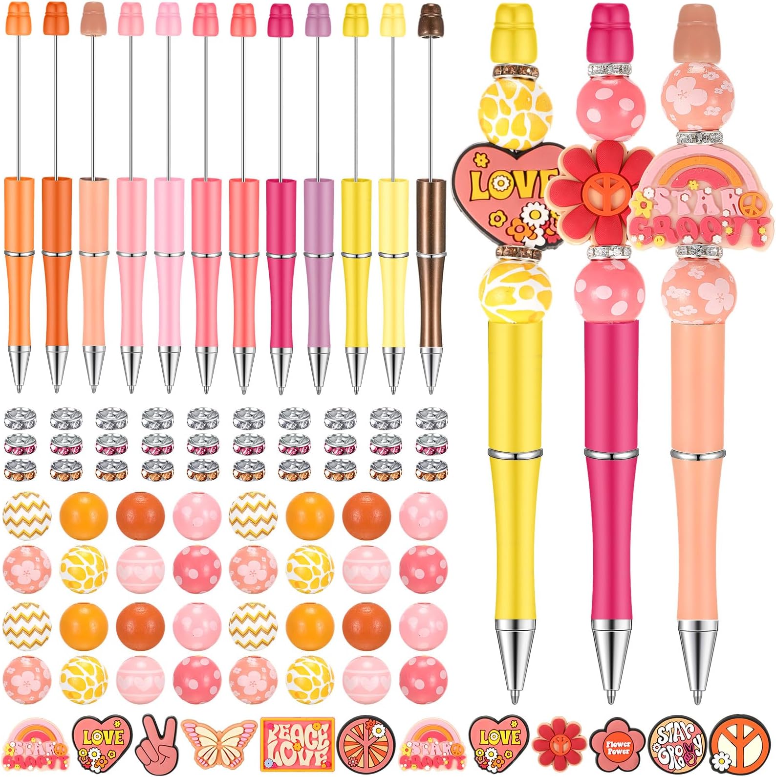 Amazon.com : Tinlade 12 Pieces Beadable Pens Bulk with 50 Pcs Assorted ...