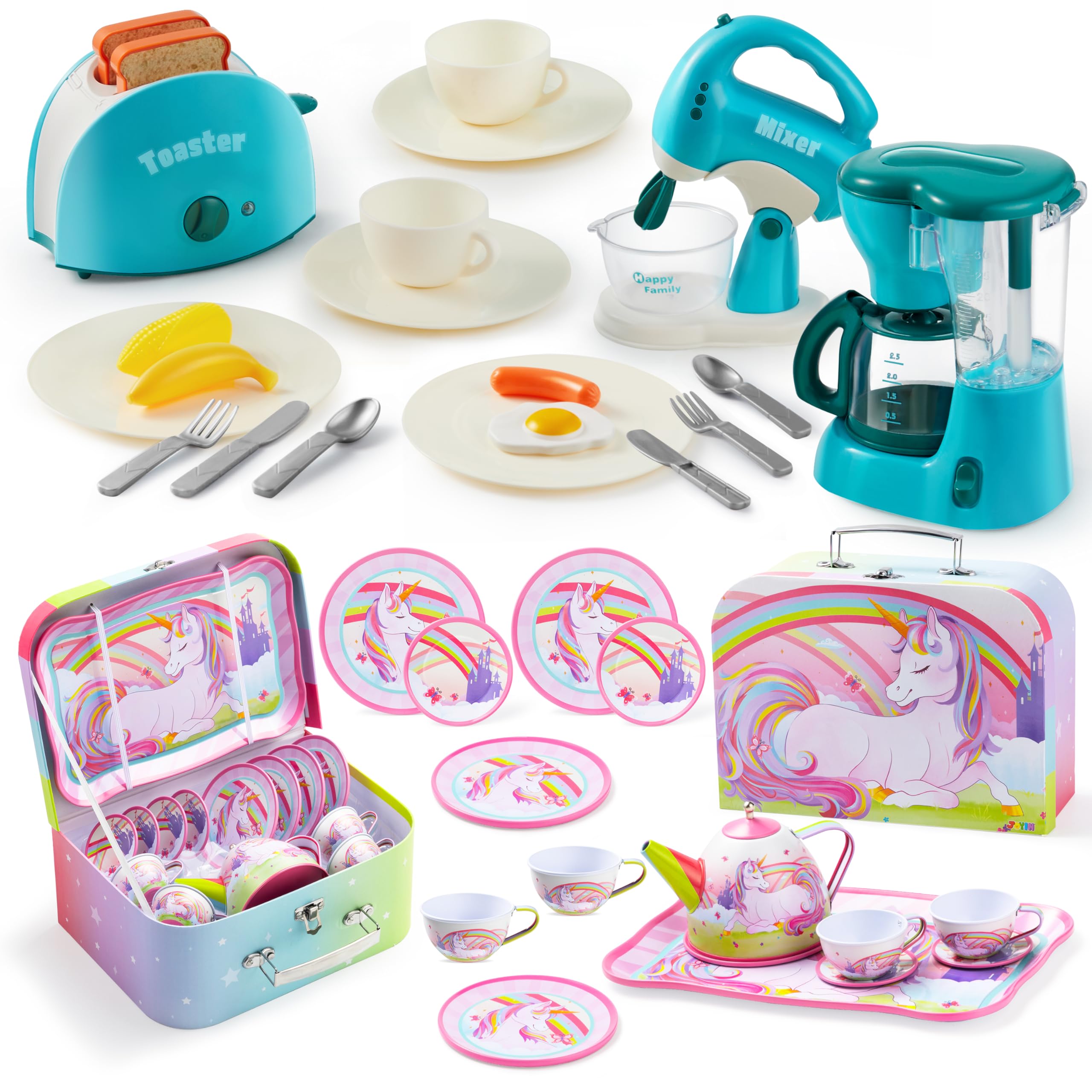 Amazon.com: JOYIN 15Pcs Unicorn Teapot Set, Pretend Tin Teapot Set for ...