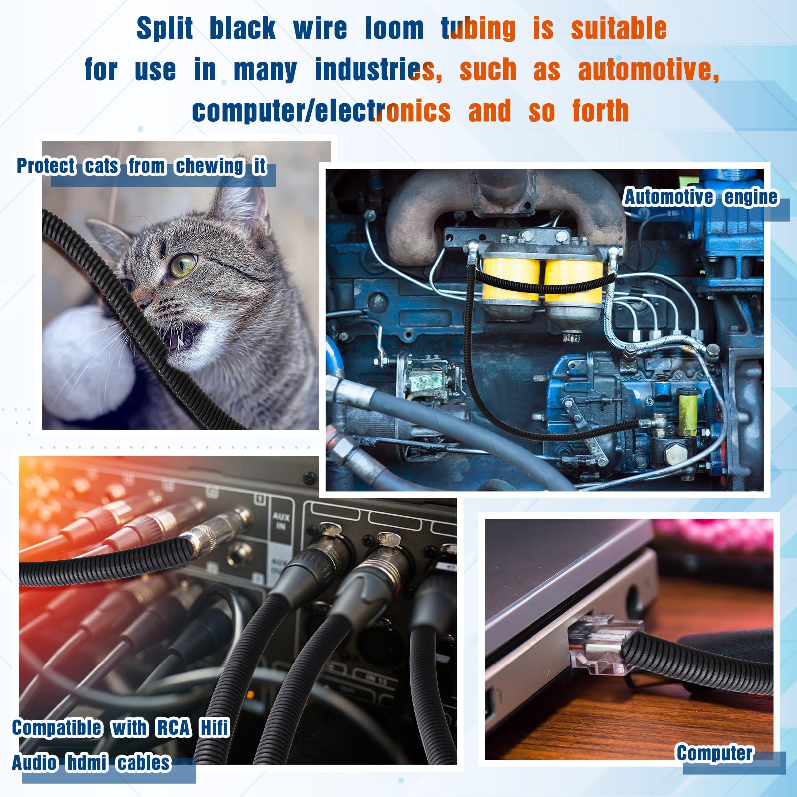 Snapklik.com : 1/4, 1/2, 3/8 X 25 Ft Split Wire Loom Tubing Wire Loom ...