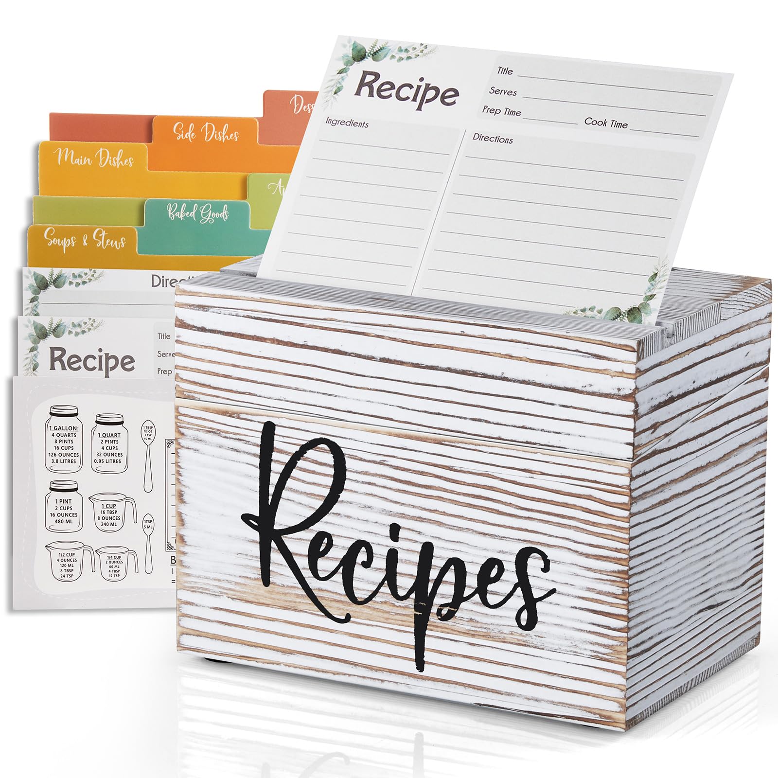 Amazon.com: DRASTAR Recipe Box, Wooden Recipe Organizer, Recipe Holder ...