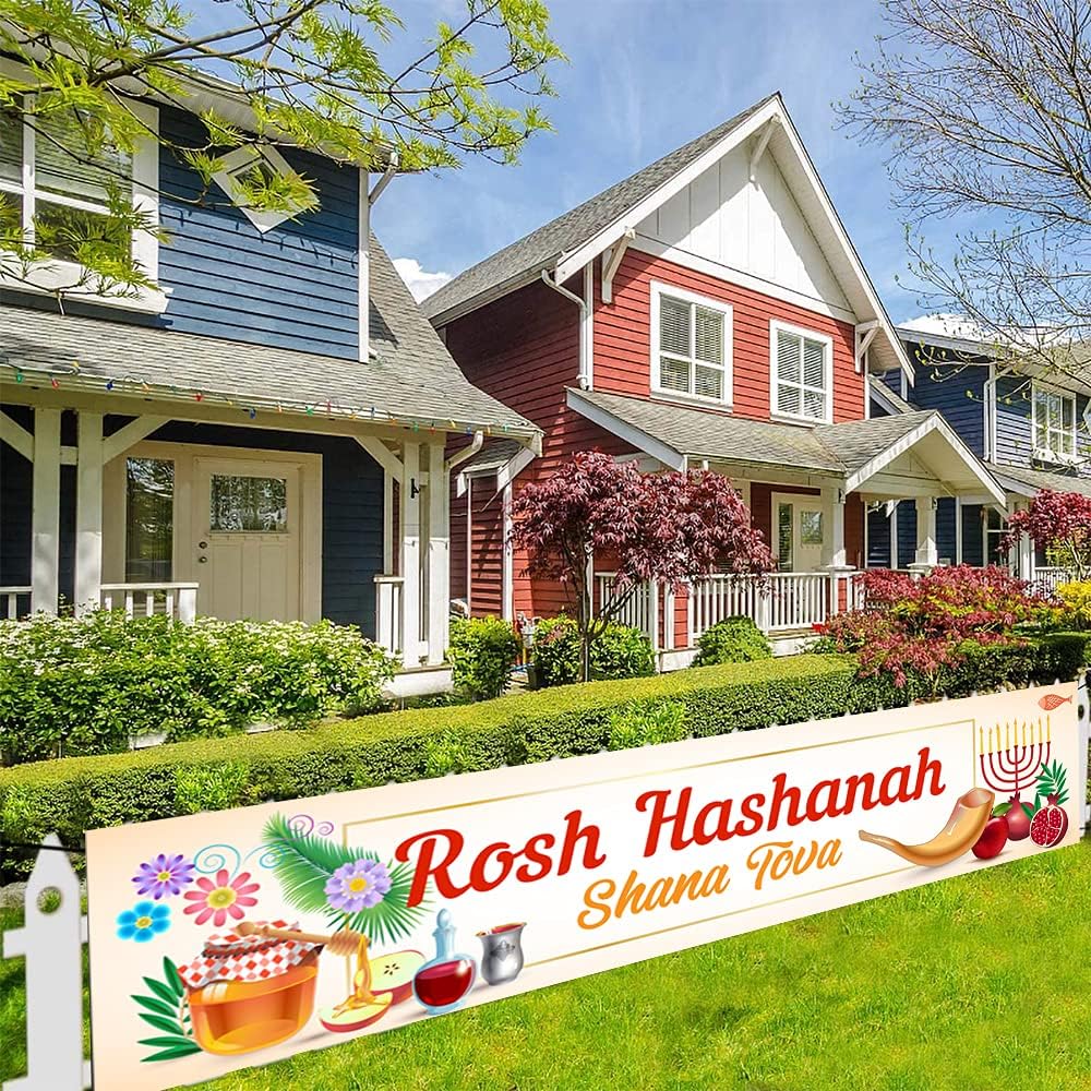 Amazon.com: Jewish New Year Decorations Banner Party Decorations ...