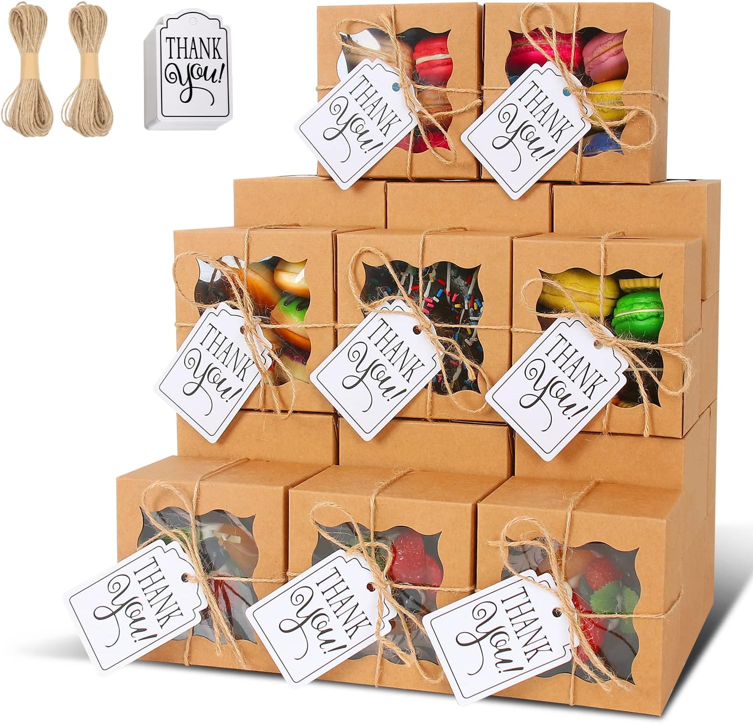 Amazon.com: KPOSIYA 20 Pcs Brown Bakery Boxes with Window Individual ...