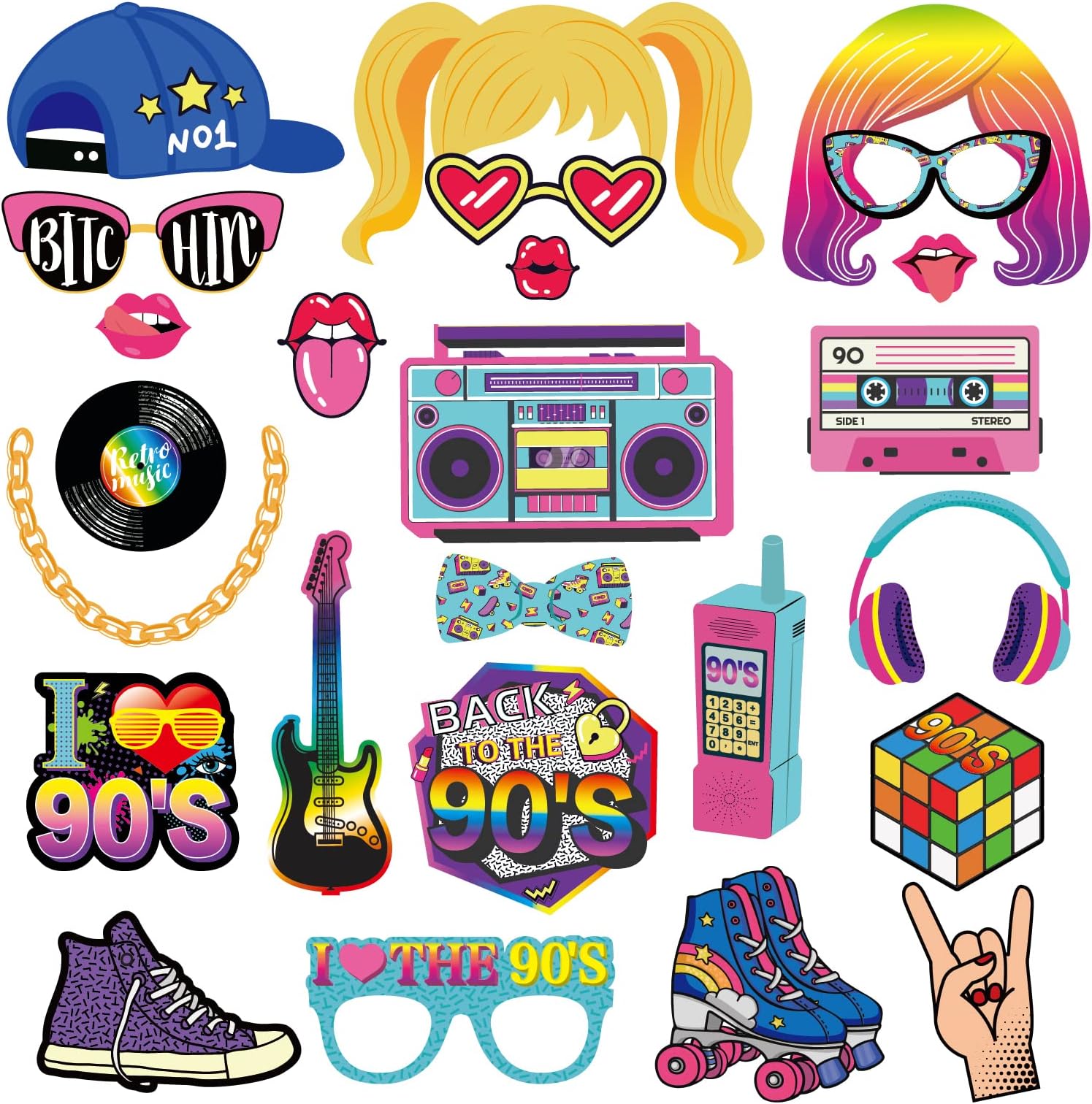 JeVenis Back to 90s Photo Booth Frame 90s Photo Booth Props Back to 90s ...