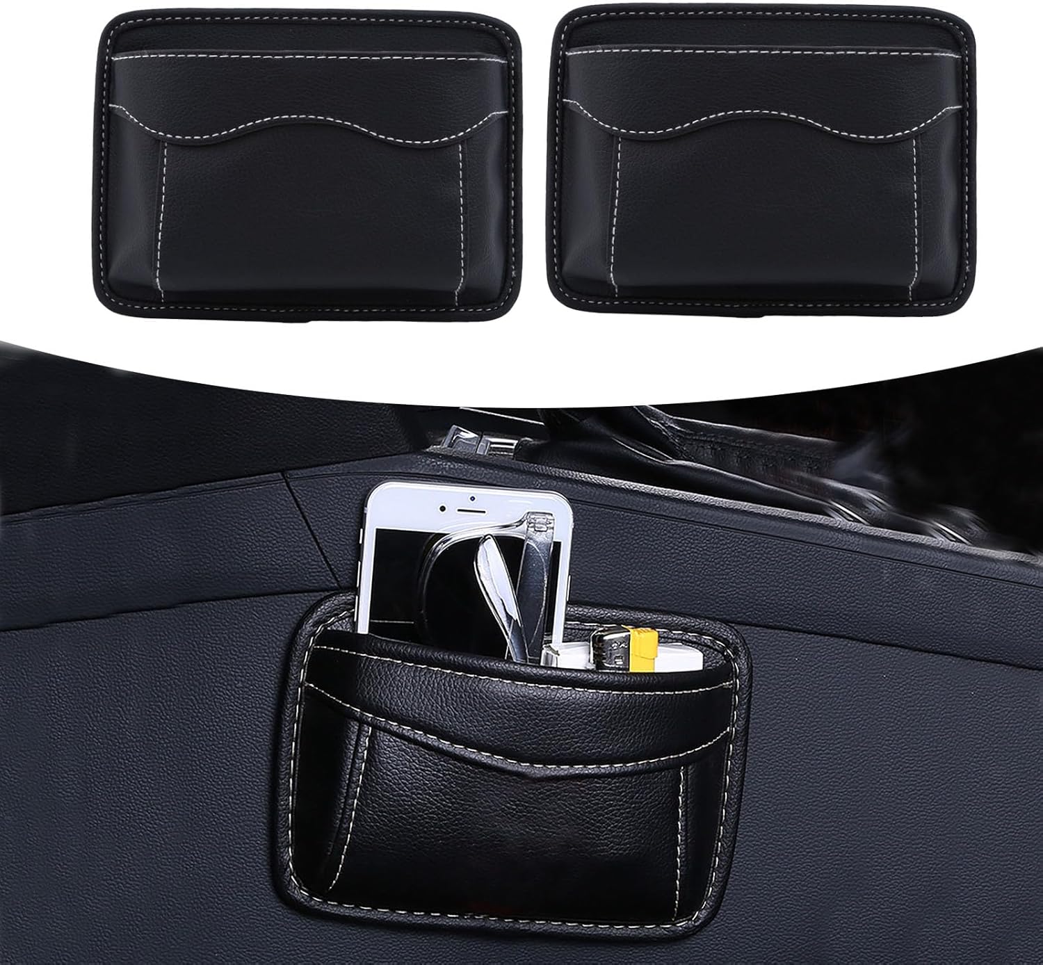 Amazon.com: GKmow 2 PCS Car Side Pocket Organizer, PU Leather Auto Seat ...