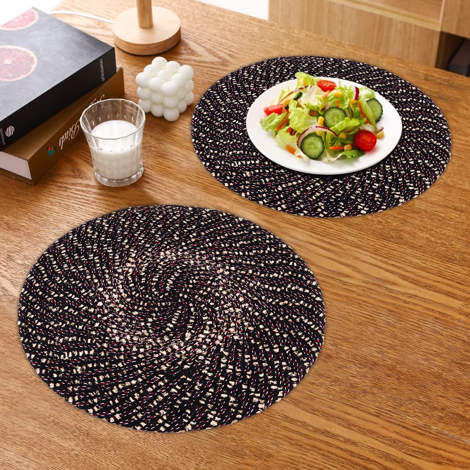 Buy Kuber Industries Side Table Mats | Round Feather Table Mat | Bed ...