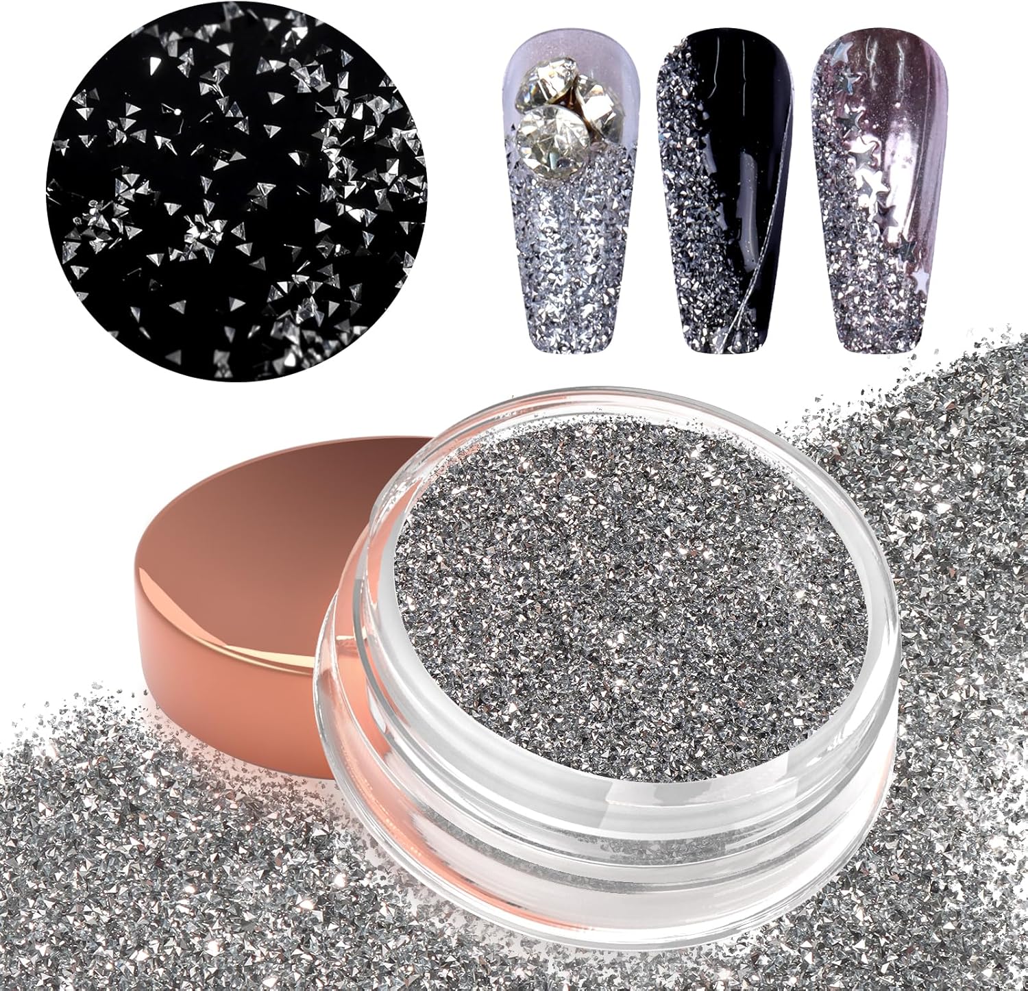Amazon.com: Laza 1.5g/0.05oz Diamond Nail Glitter Reflective Glitter Rhinestones Diamond Dust ...