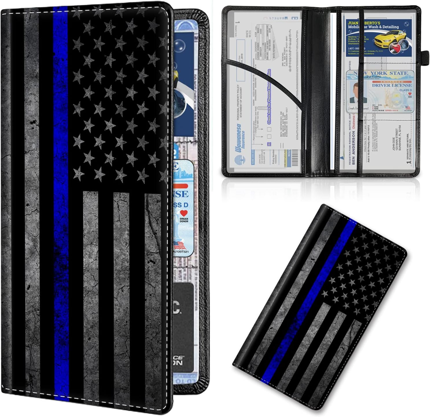 Amazon.com: Car Registration and Insurance Card Holder, Premium Leather ...