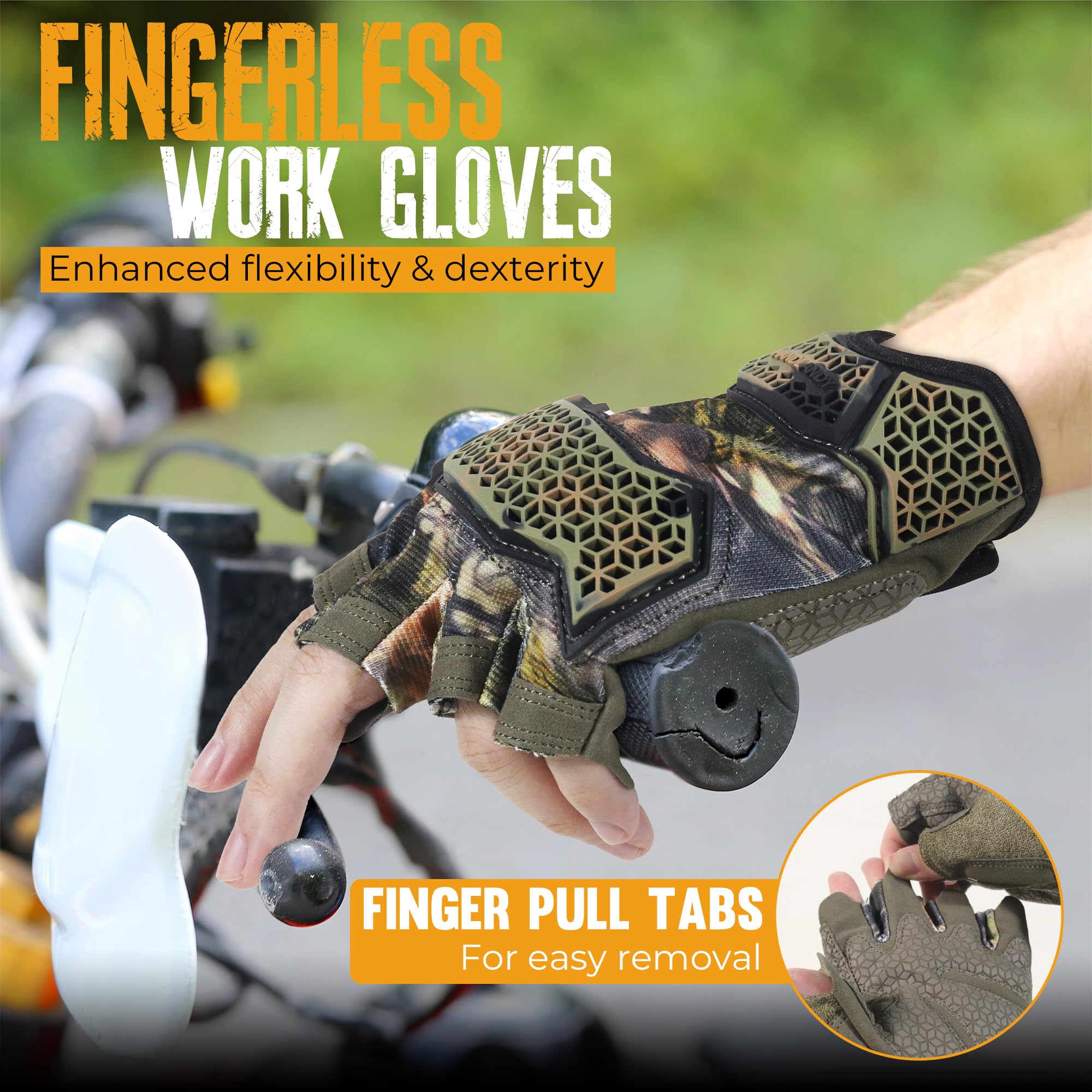 Snapklik.com : HANDLANDY Fingerless Work Gloves For Men, Padded Impact ...