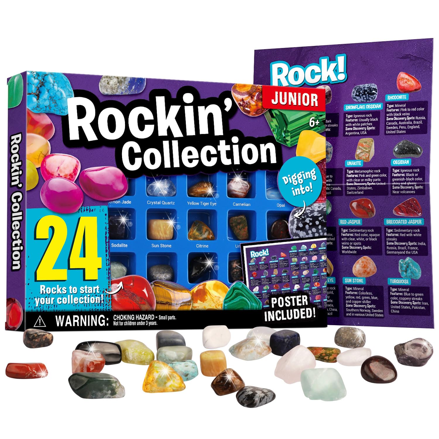 Amazon.com: XXTOYS Rocks Collection 24 PCS Rock and Mineral Education ...