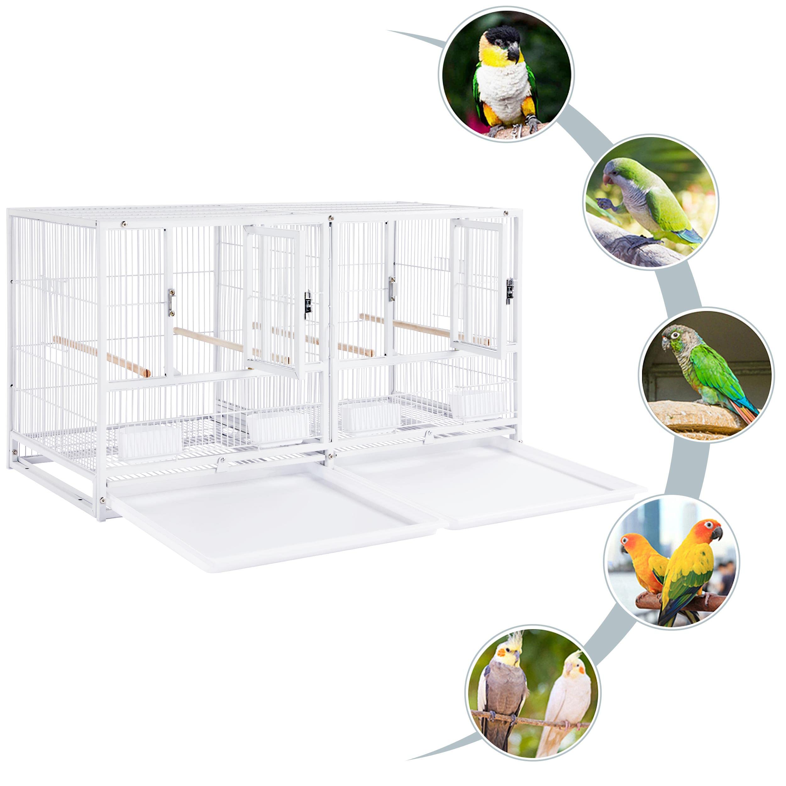 Topeakmart Divided Breeder Bird Cage Wide Parrot Cage for Parakeets ...