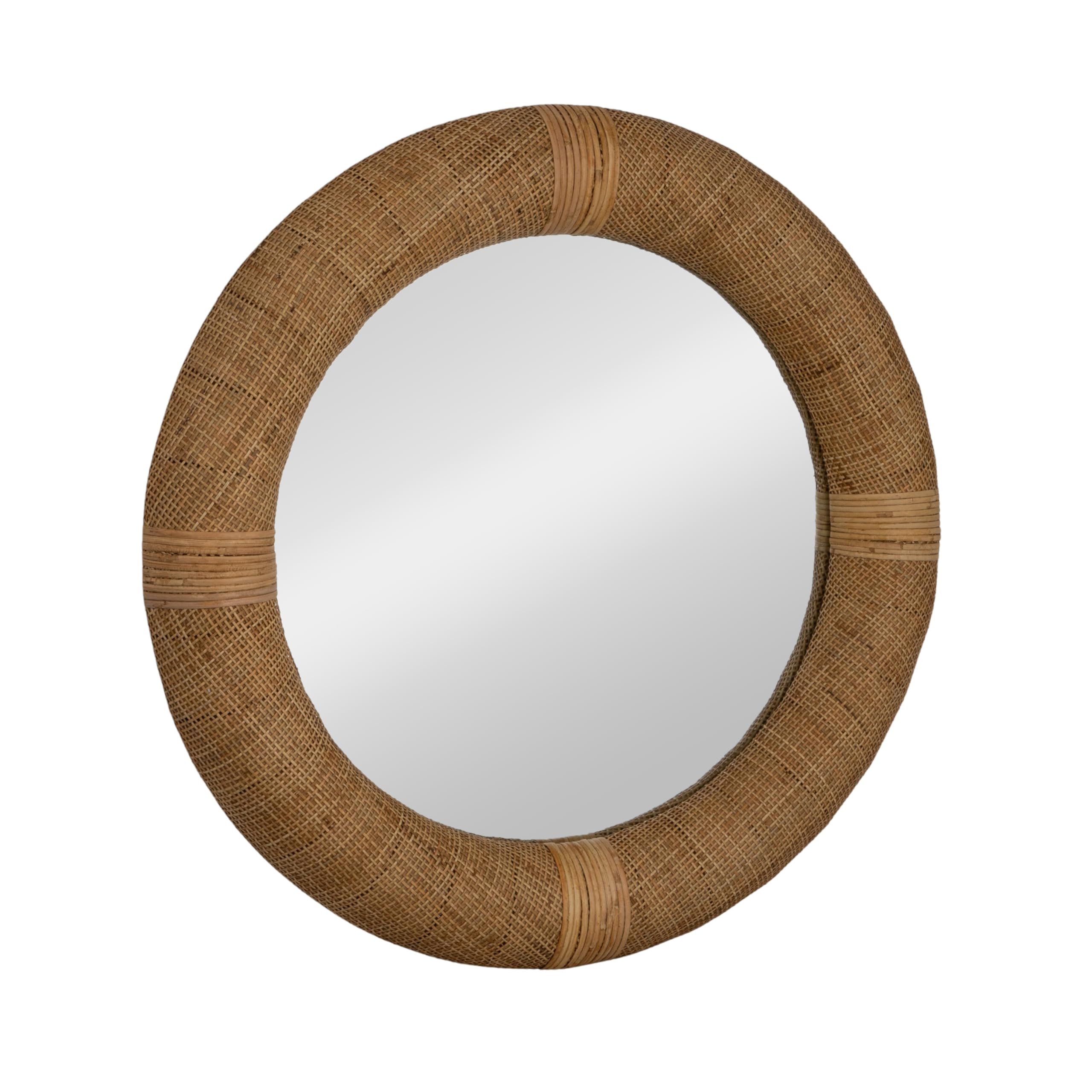 Amazon.com: Creative Co-Op Round Wood and Rattan Mirror, Natural : Home ...