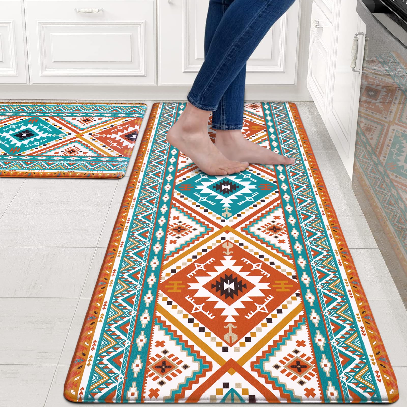 Amazon.com: Likiyol 2Pcs Kitchen Mats for Floor Boho Kitchen Rugs Non ...