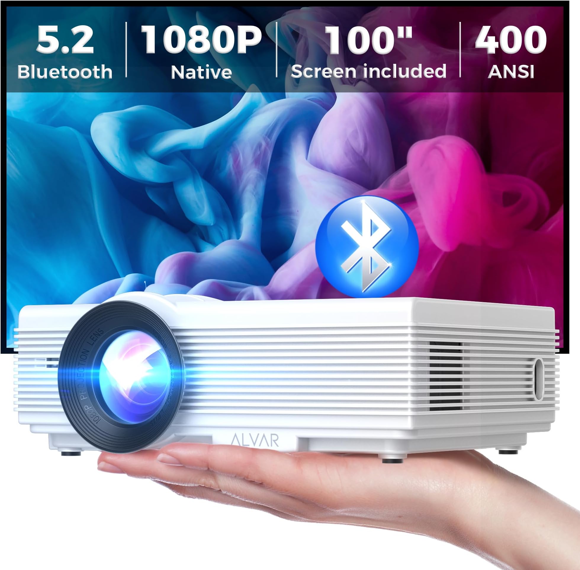 YOMYM Proyector Native 1080P Full HD, Proyector de película de 15,000 ...
