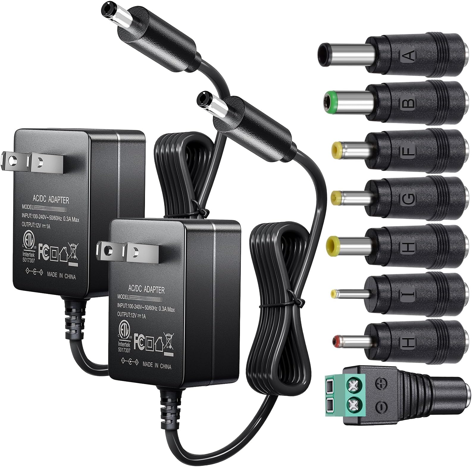 Amazon.com: SoulBay 2pcs 12V 1A Power Supply with 8 Tips, Regulated AC ...