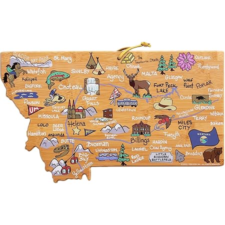 Amazon.com: Totally Bamboo Destination Montana State Shaped Serving and ...
