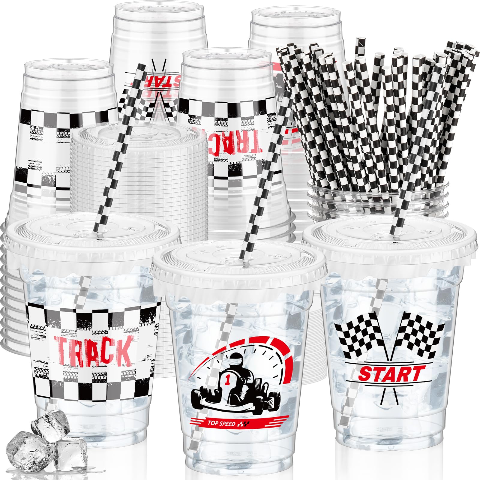Amazon.com: FoldTier 50 Pcs Checkered Racing Party Plastic Cup 12 Oz ...