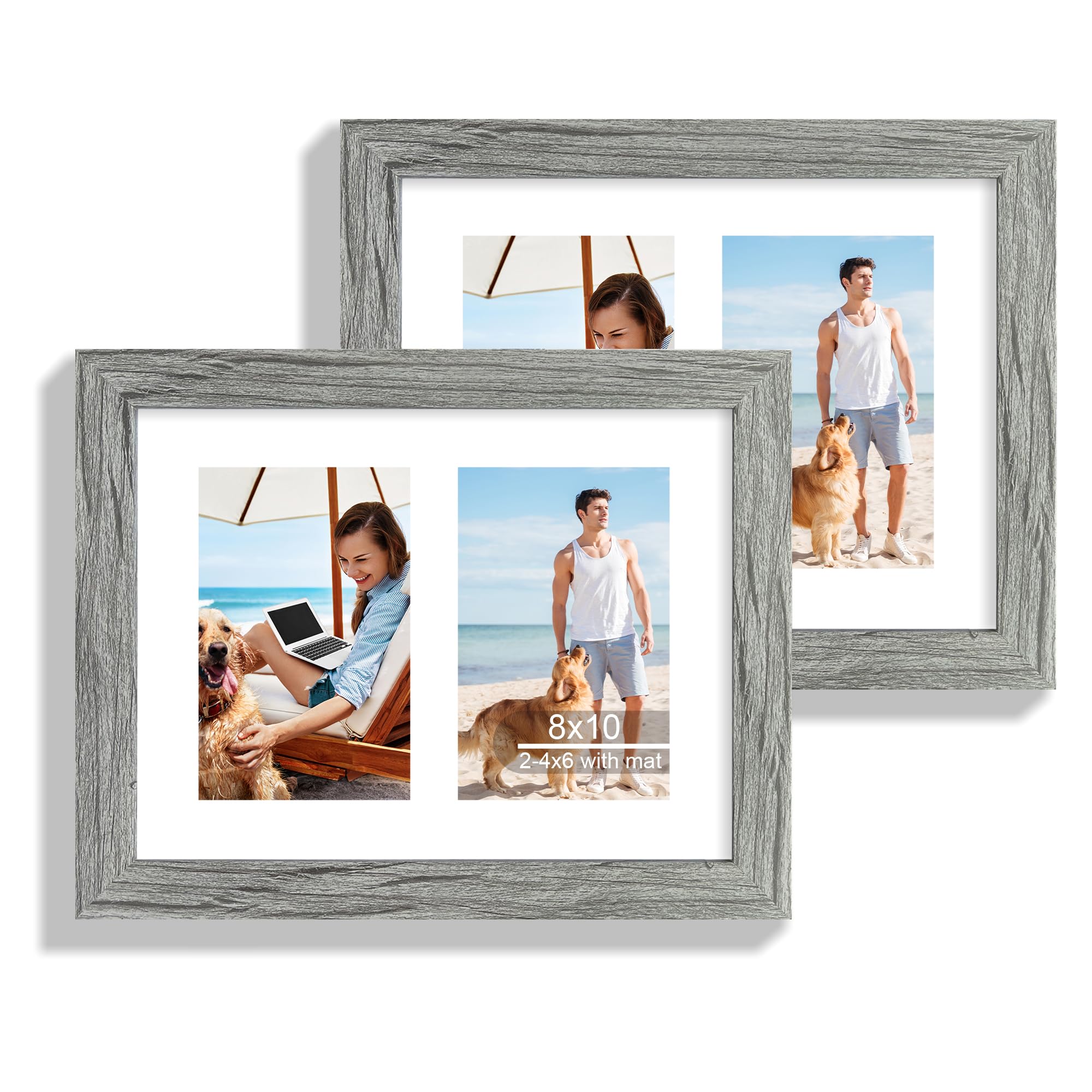 Amazon.com - Hongkee 8x10 Picture Frame Set of 2, Grey Wood Frame with ...