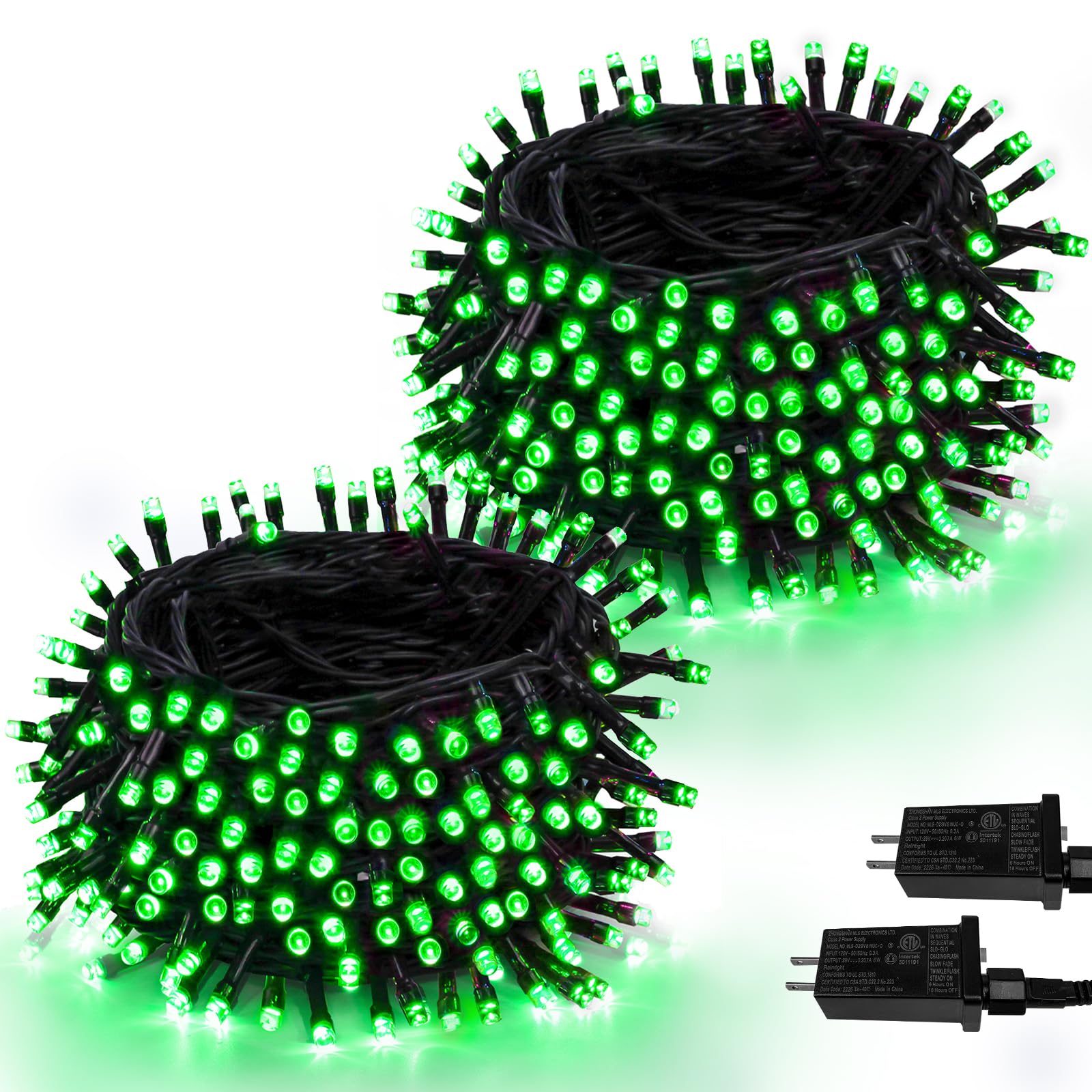 Amazon.com: 2-Pack 66FT 200 LED Green Halloween lights Christmas Lights ...