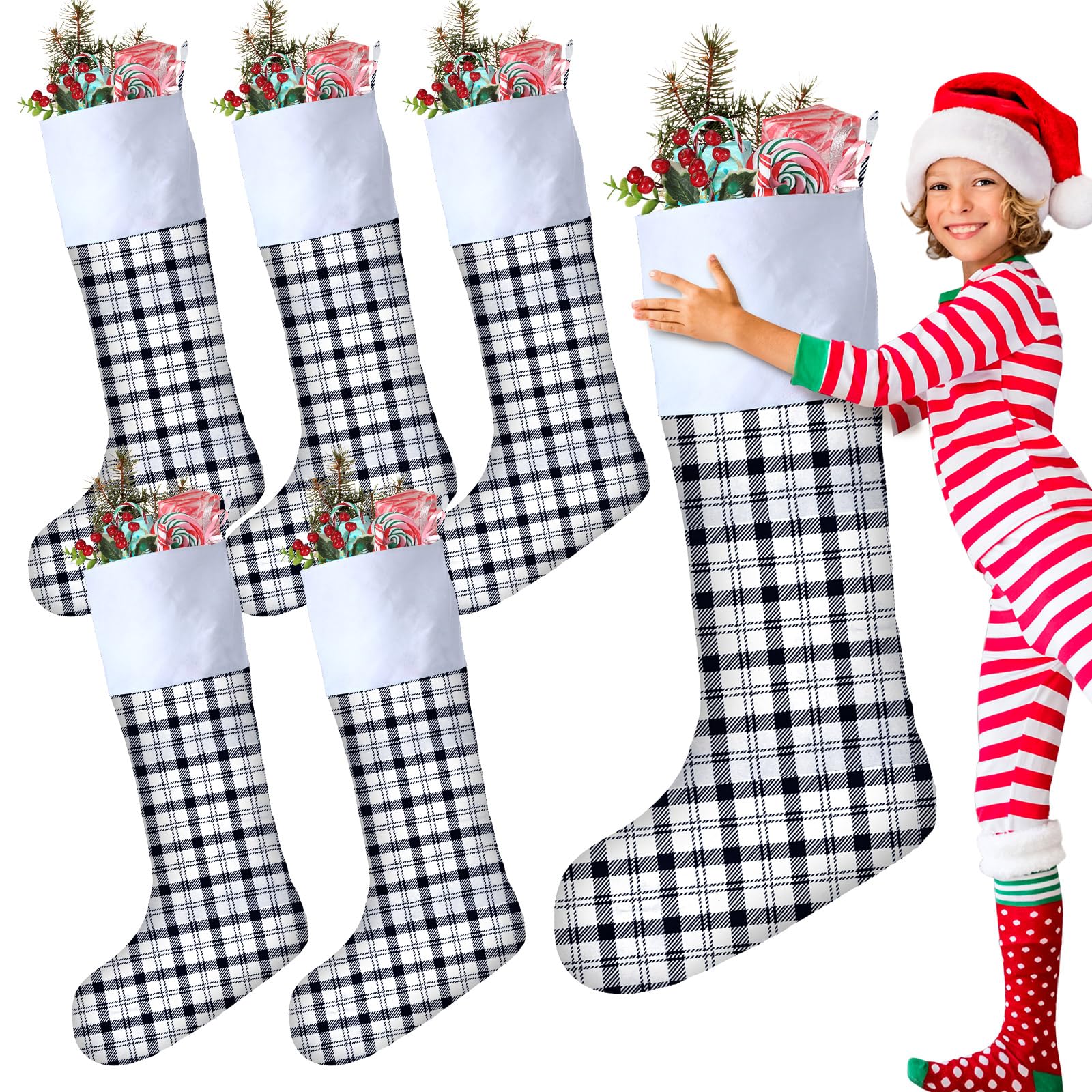 Amazon.com: 5 Pcs Giant Christmas Stocking Felt Jumbo Christmas ...