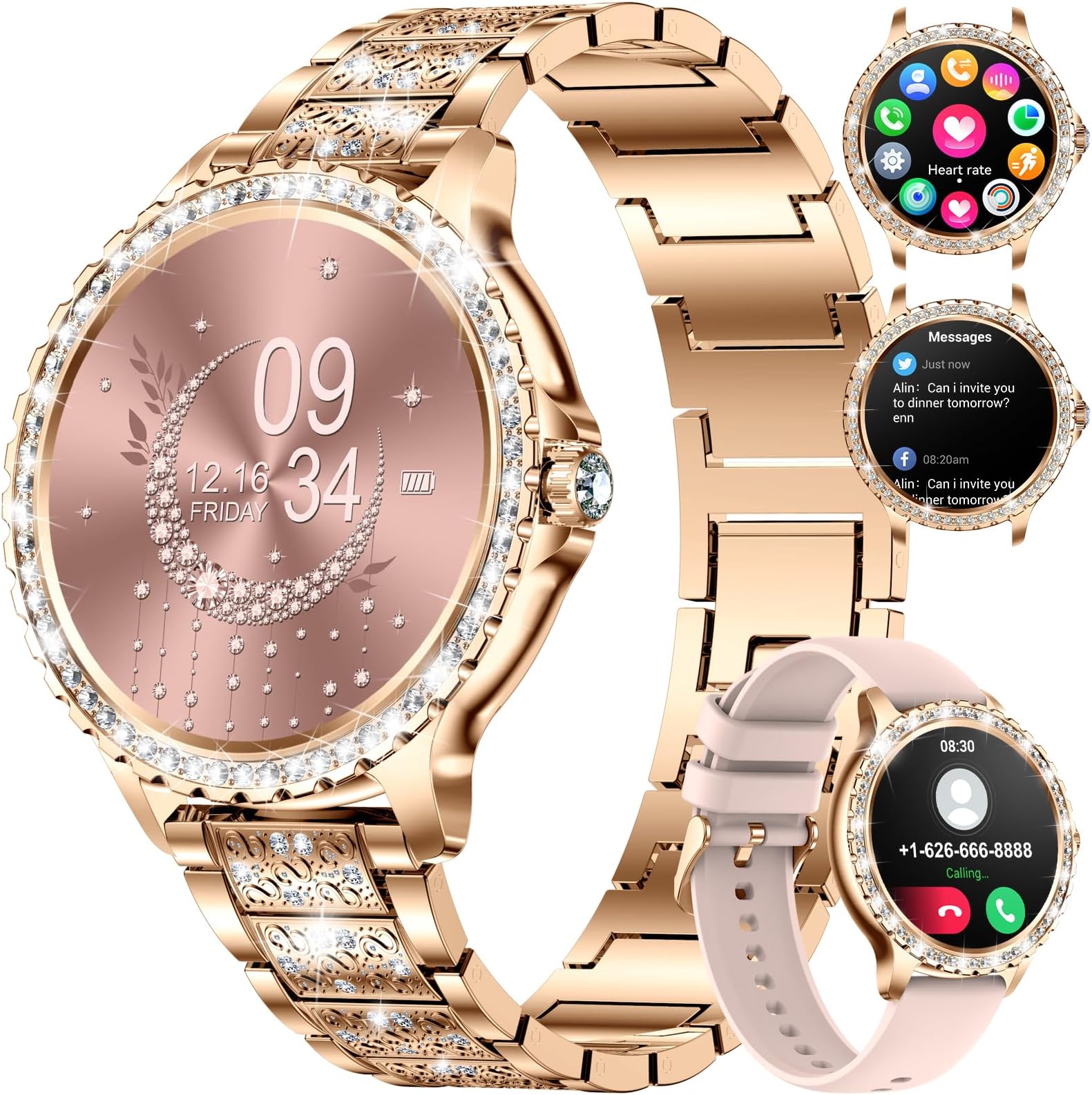 LIGE Smartwatch Damen Bluetooth Anrufe für Android iOS Smart Watch ...