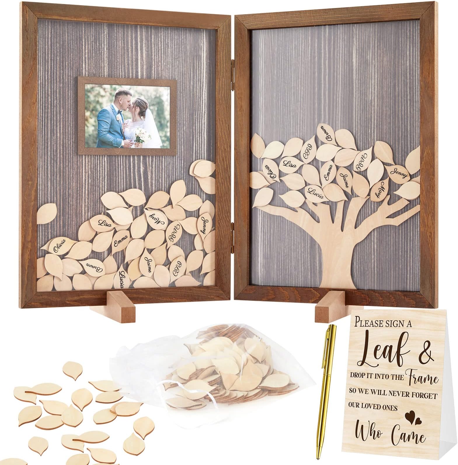 Amazon.com: Beeveer 80 Pcs Wedding Guest Book Alternative Wooden Block ...