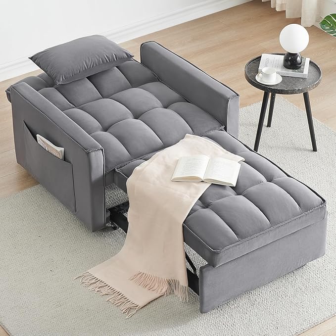 Amazon.com: HRVEOCEI Convertible Chair Bed Sleeper, 3 in 1 Sofa Bed ...