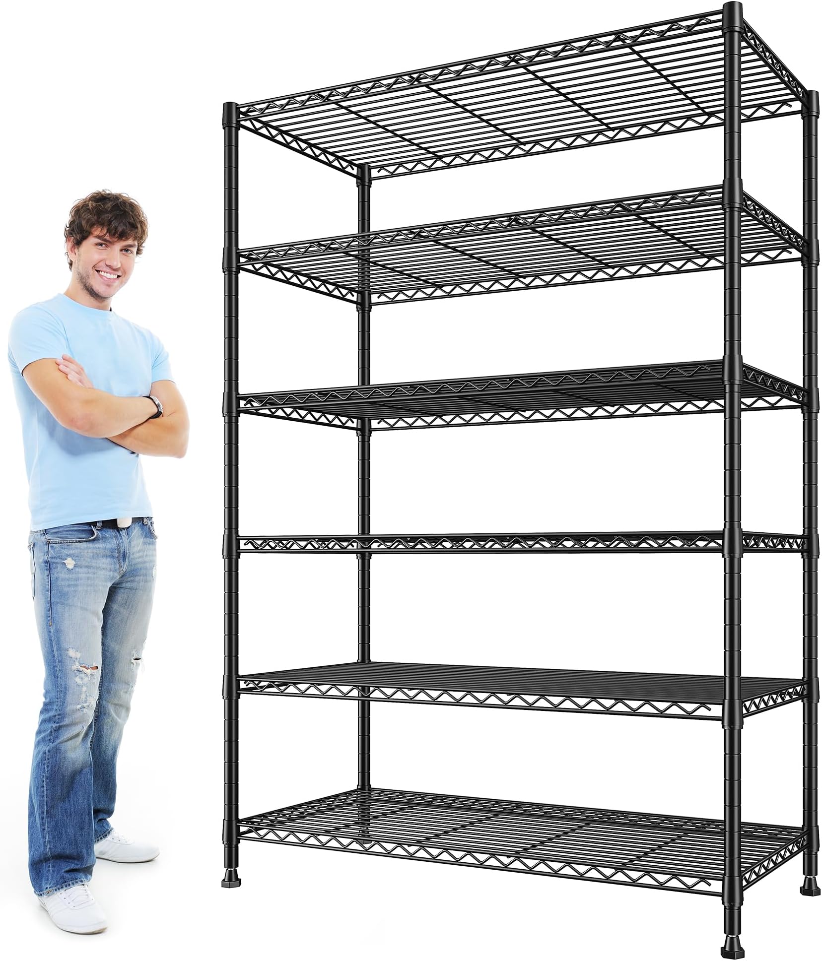 Amazon.com: REIBII 75''H Storage Shelves 6 Tier Wire Shelving Unit ...